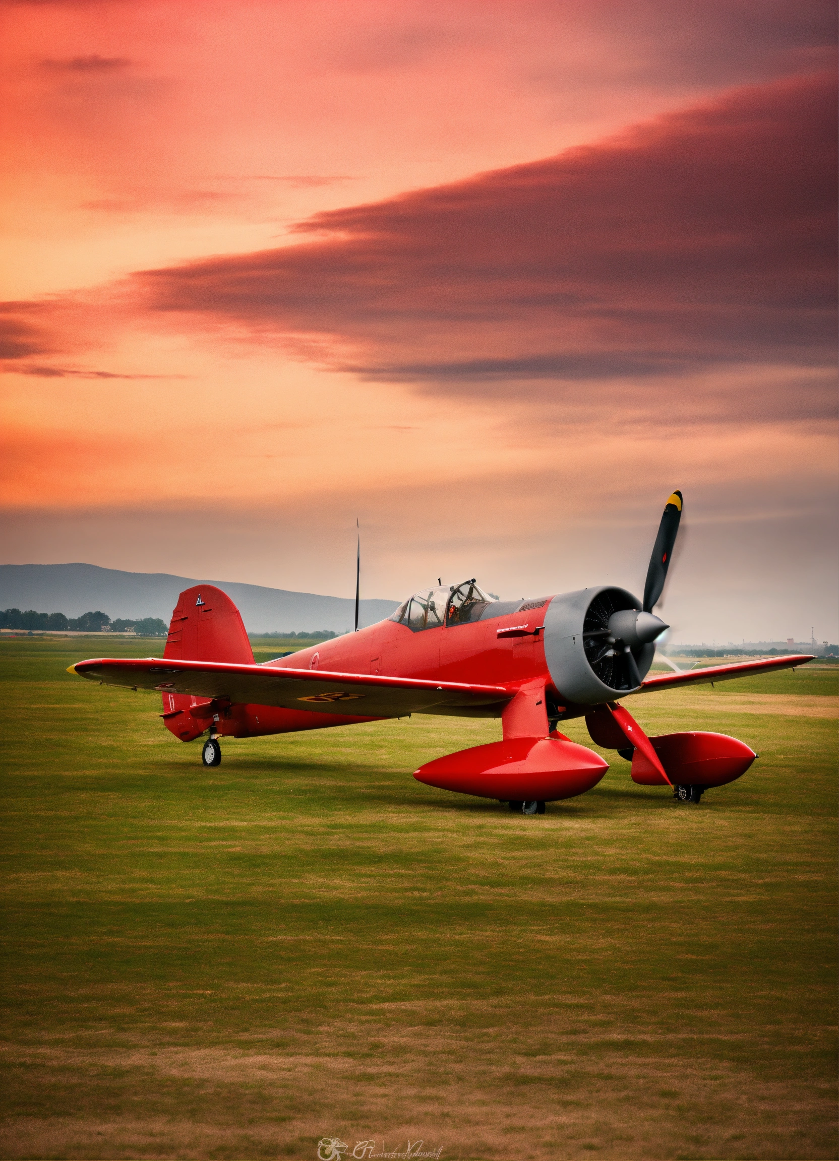 Lexica - Red propeller-driven war aircraft