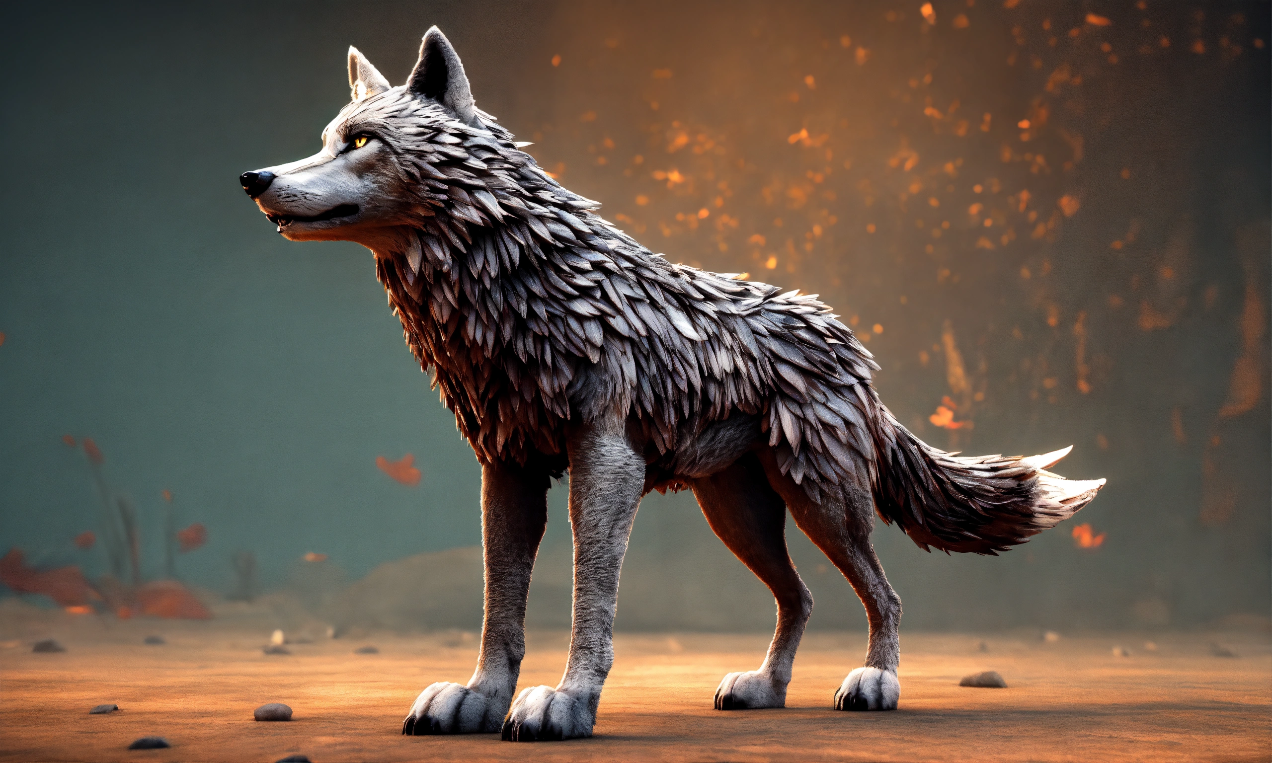 Lexica - 3d animation style wolf standing on 2 legs