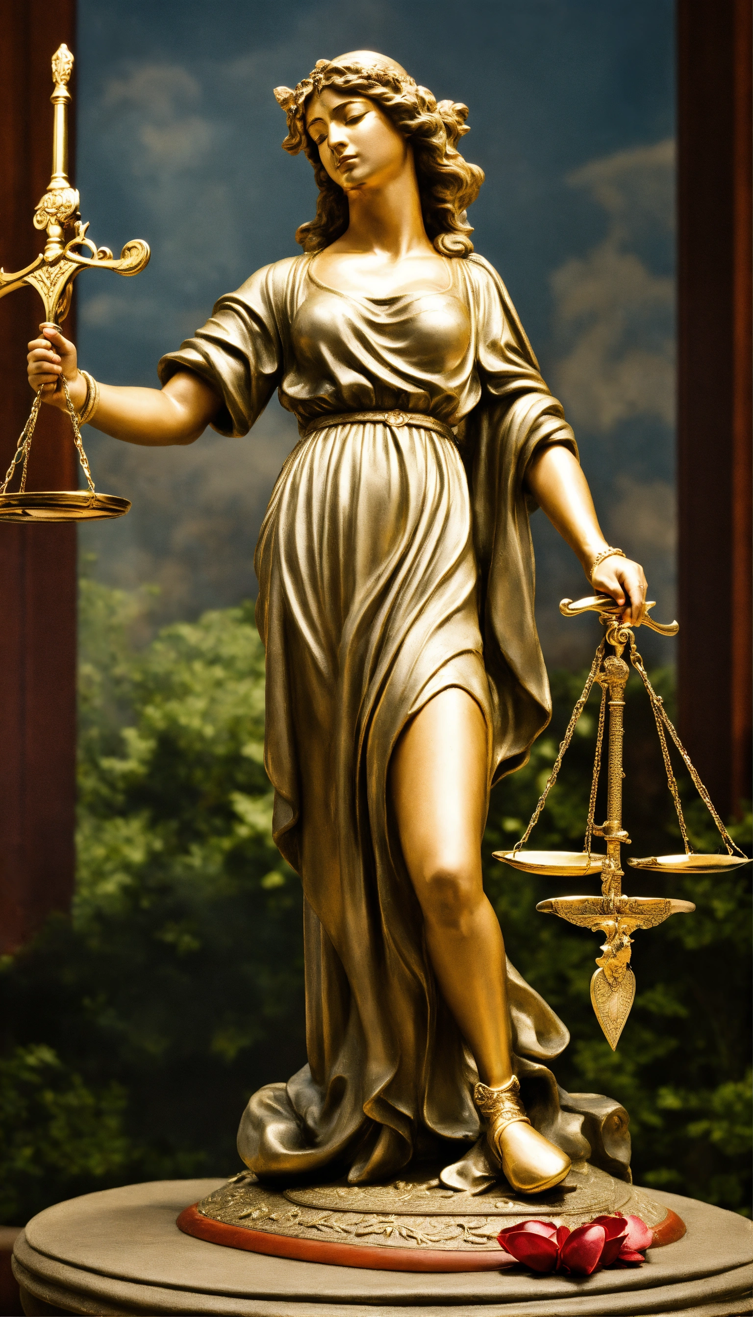 Lexica - Blind Folded Lady Justice, scales in hand, sword in heart