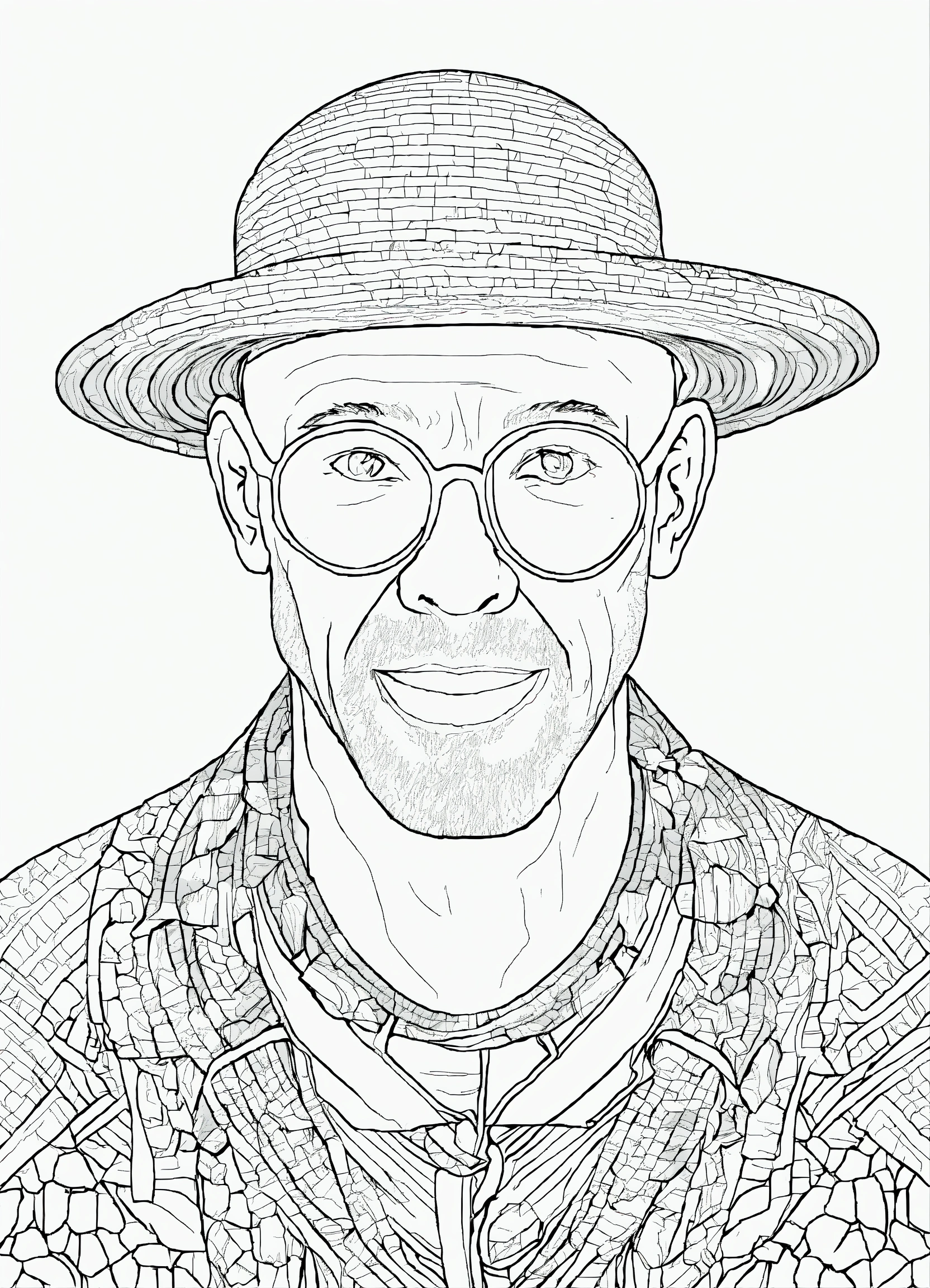 Lexica - B/w outline for coloring book page, caricature funny bald ...