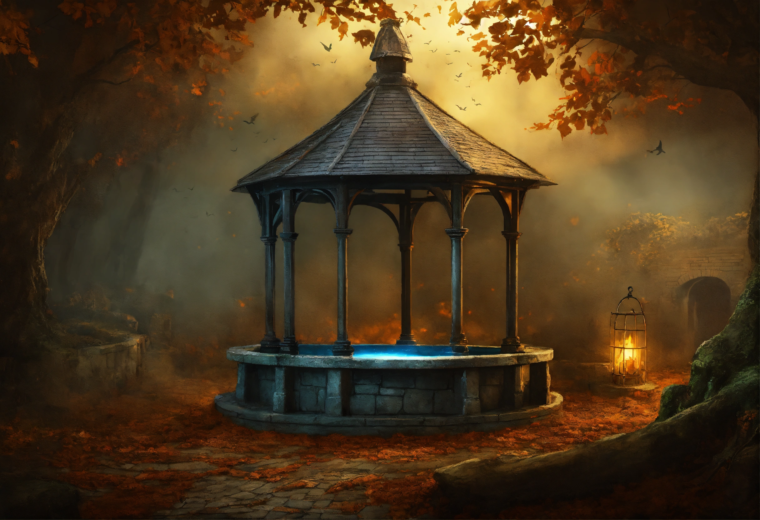 Lexica - A haunted well with dark fantasy background