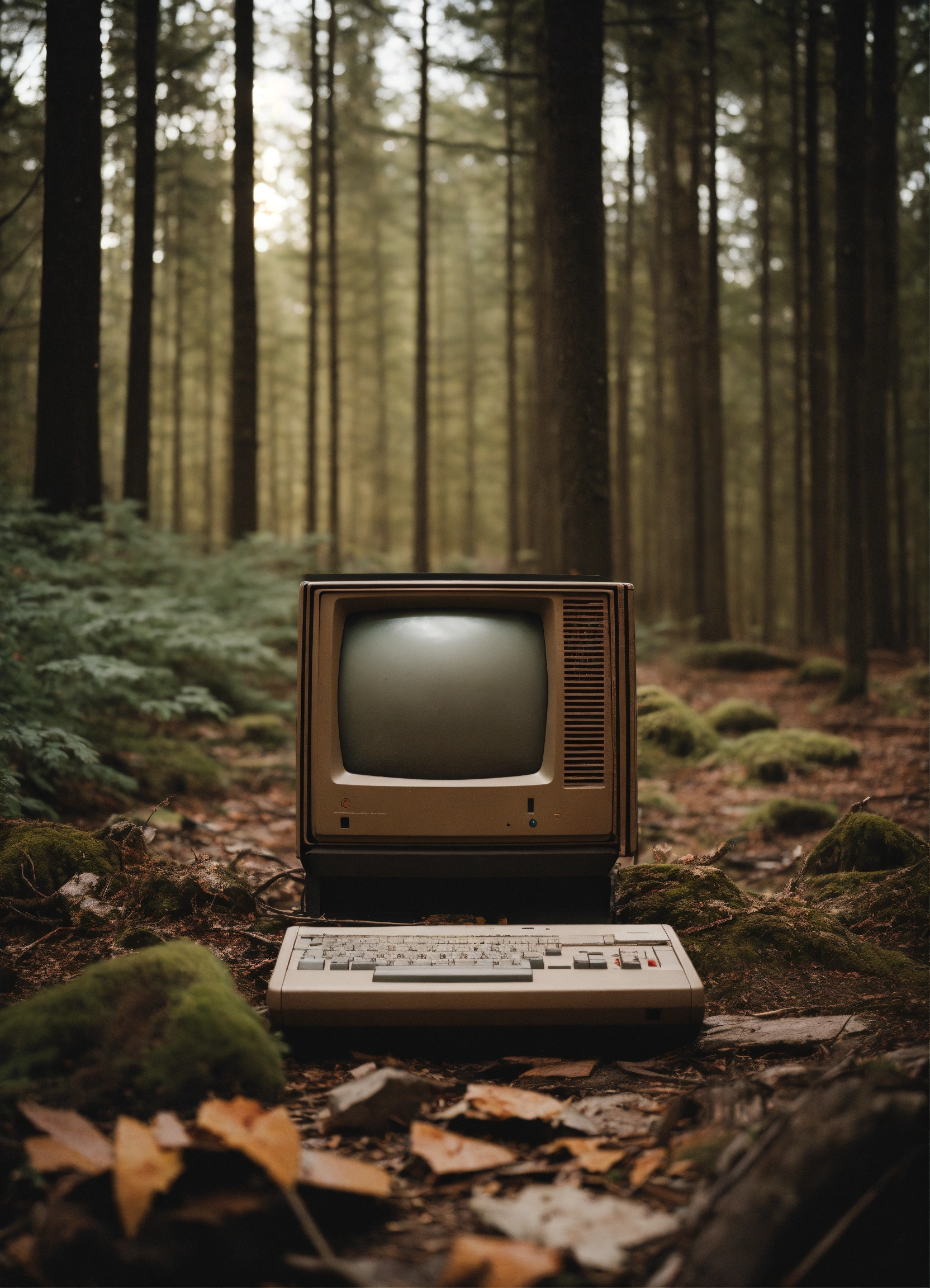 Lexica - Retro Macintosh desktop computer abandoned in the woods ...