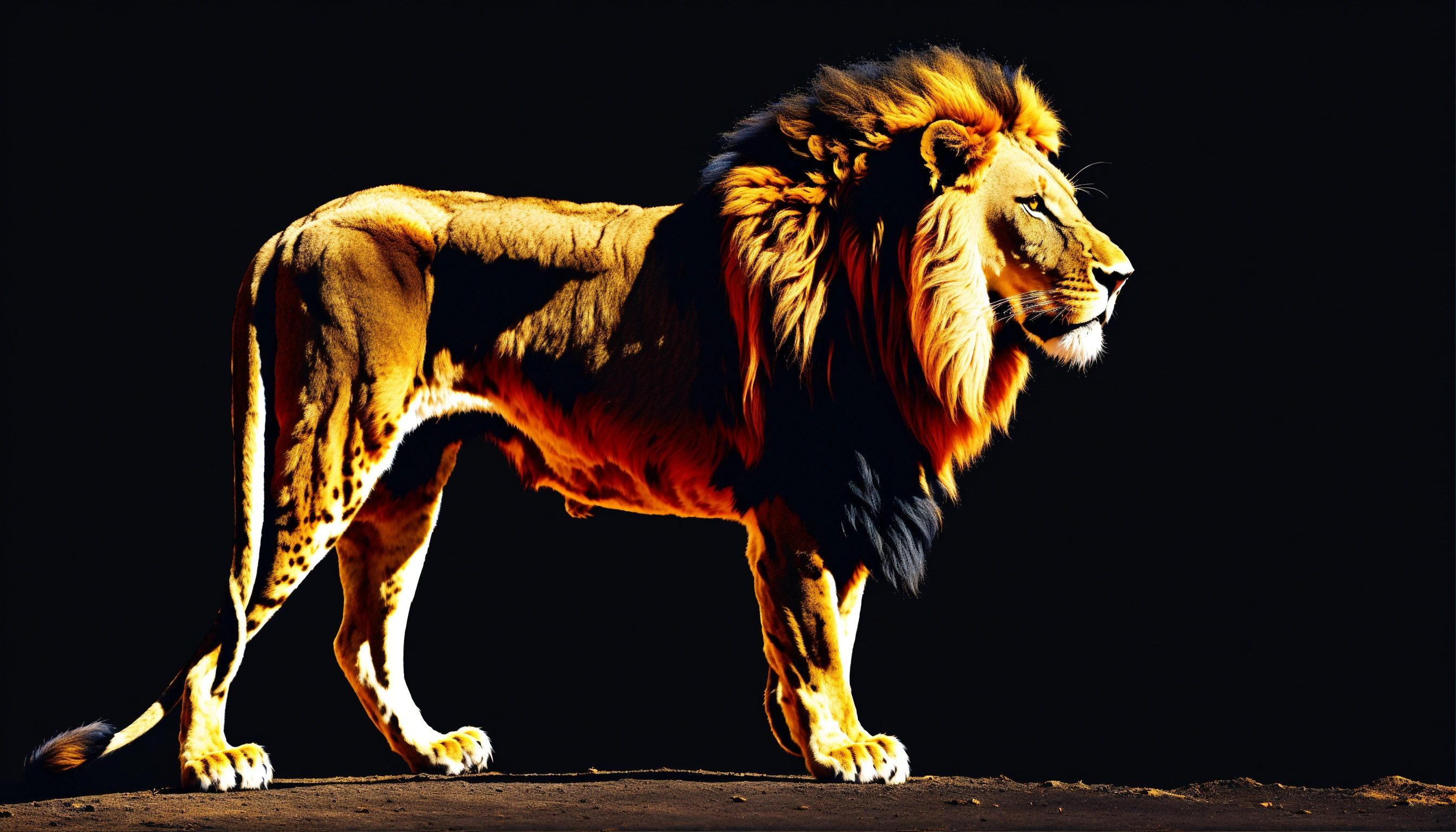 Lexica - A male lion , 16K resolution. Side pose standing, looking at ...
