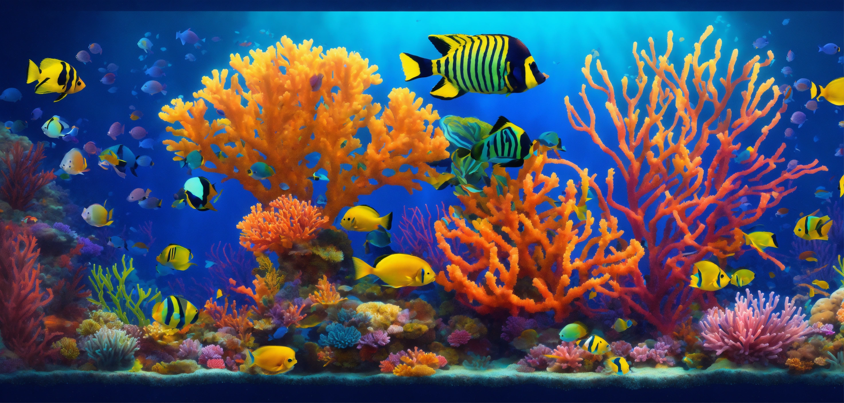 Lexica - 2d cartoon undewater coral reef, bright, vivid colors ...