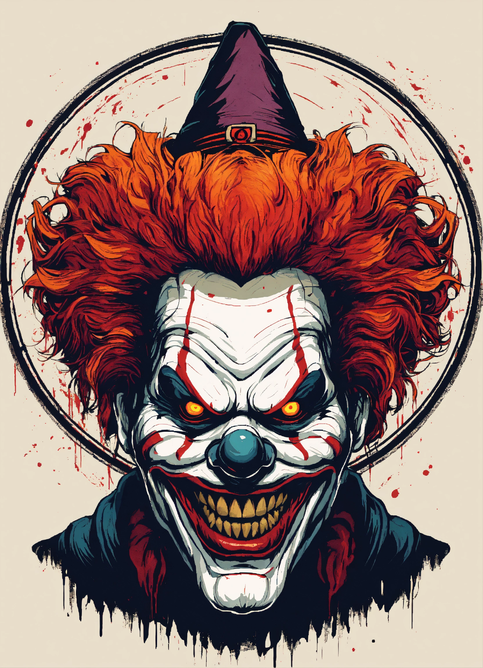 Lexica - EVIL SCARY OMINOUS evil clown in a circle, tshirt design ...