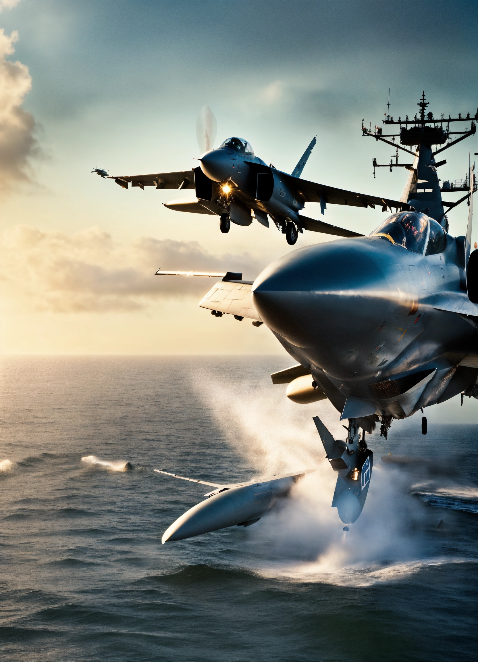 Lexica - A realistic top gun fighter jet taking off from a aircraft ...