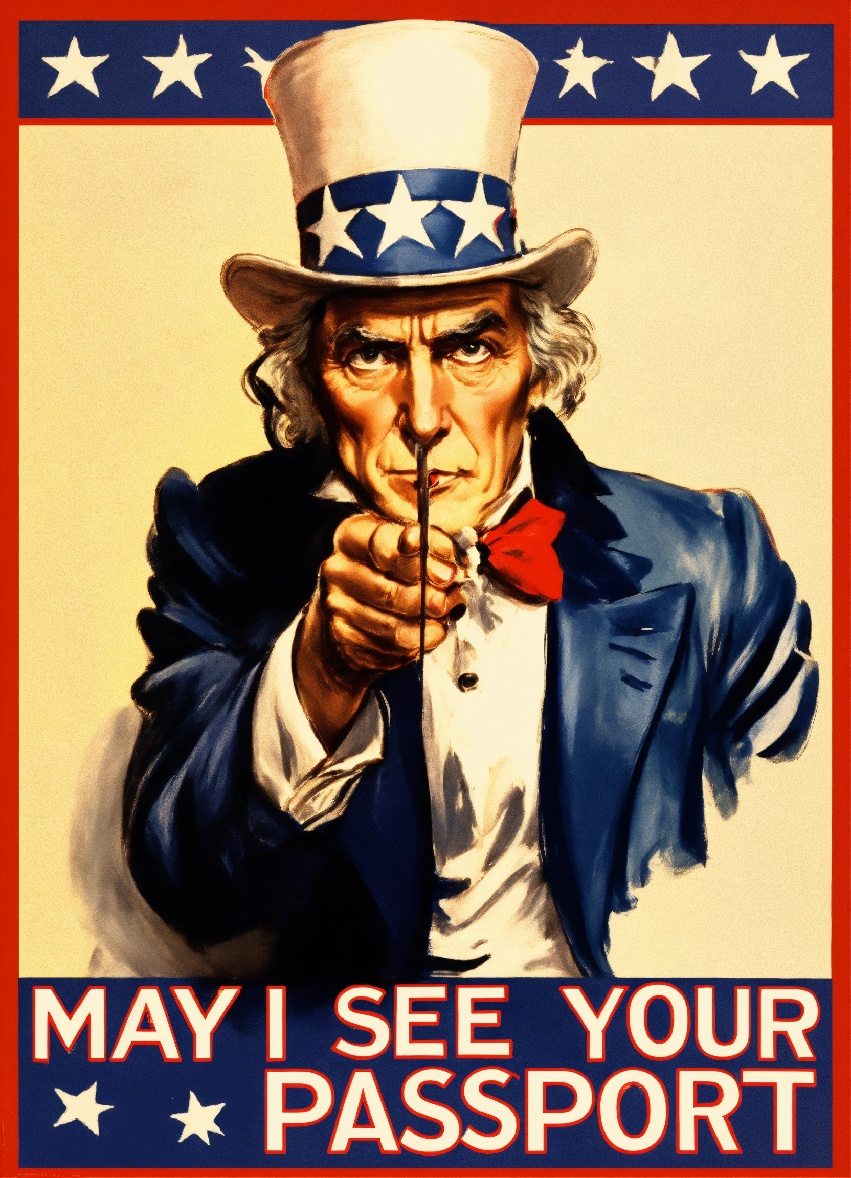 Lexica - Create a poster of uncle sam saying "May I see your passport