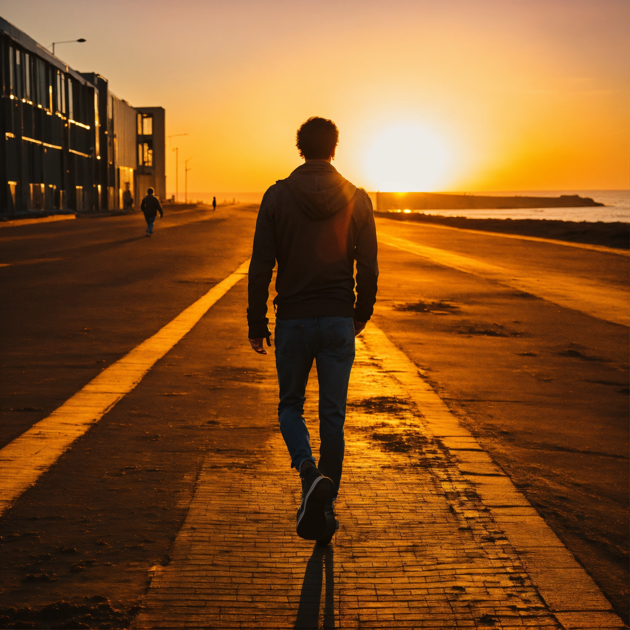 Lexica - Man walking into sunset wearing casual clothes