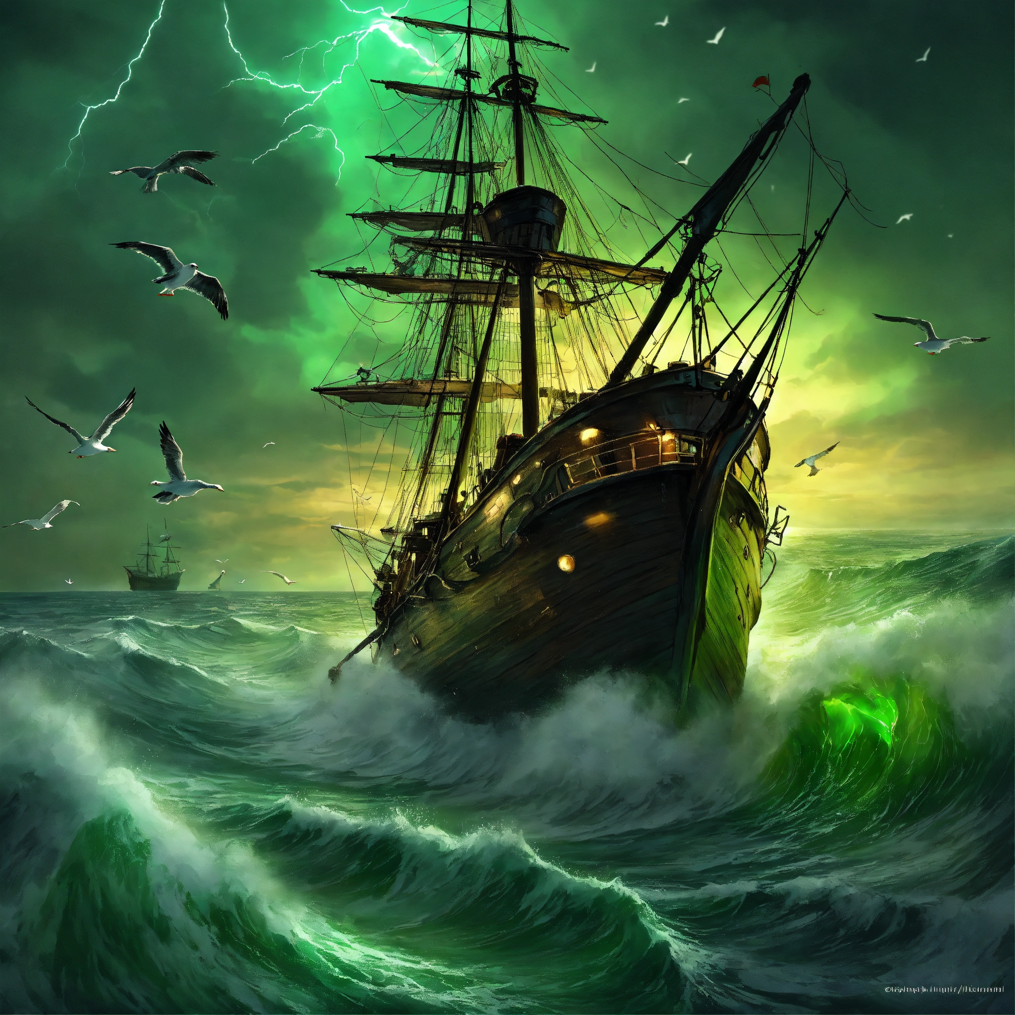 Lexica - An old sea captain, weathered face, steering his ship through ...