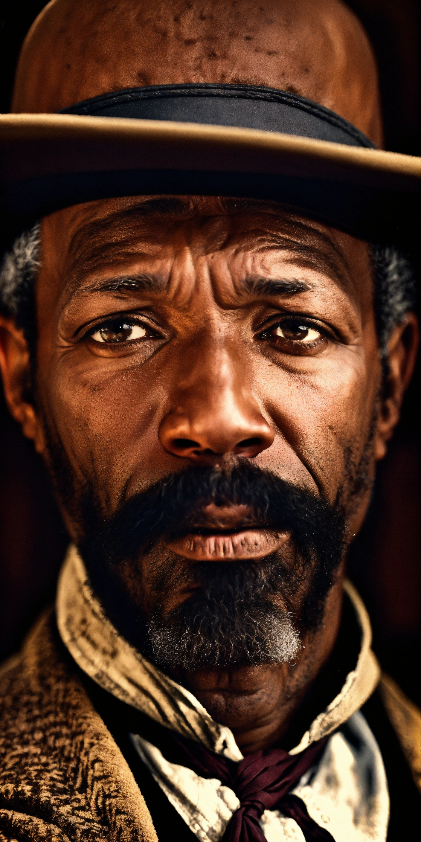 Lexica - An intense close-up of Bass Reeves, showcasing the ...