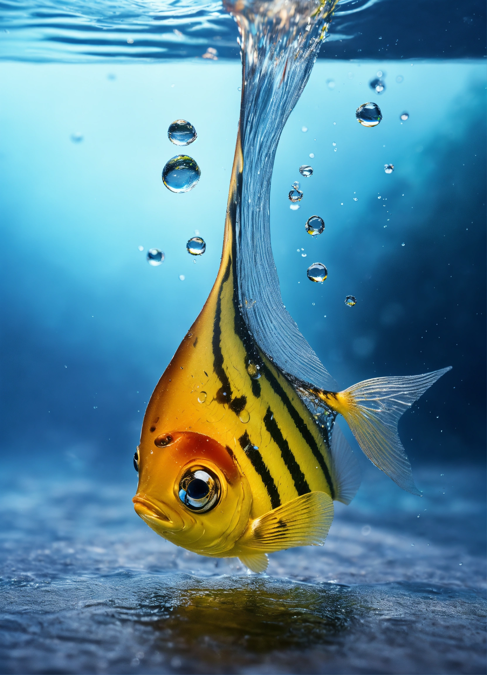 Lexica - The water drop falls below the water surface, it morphs into a ...