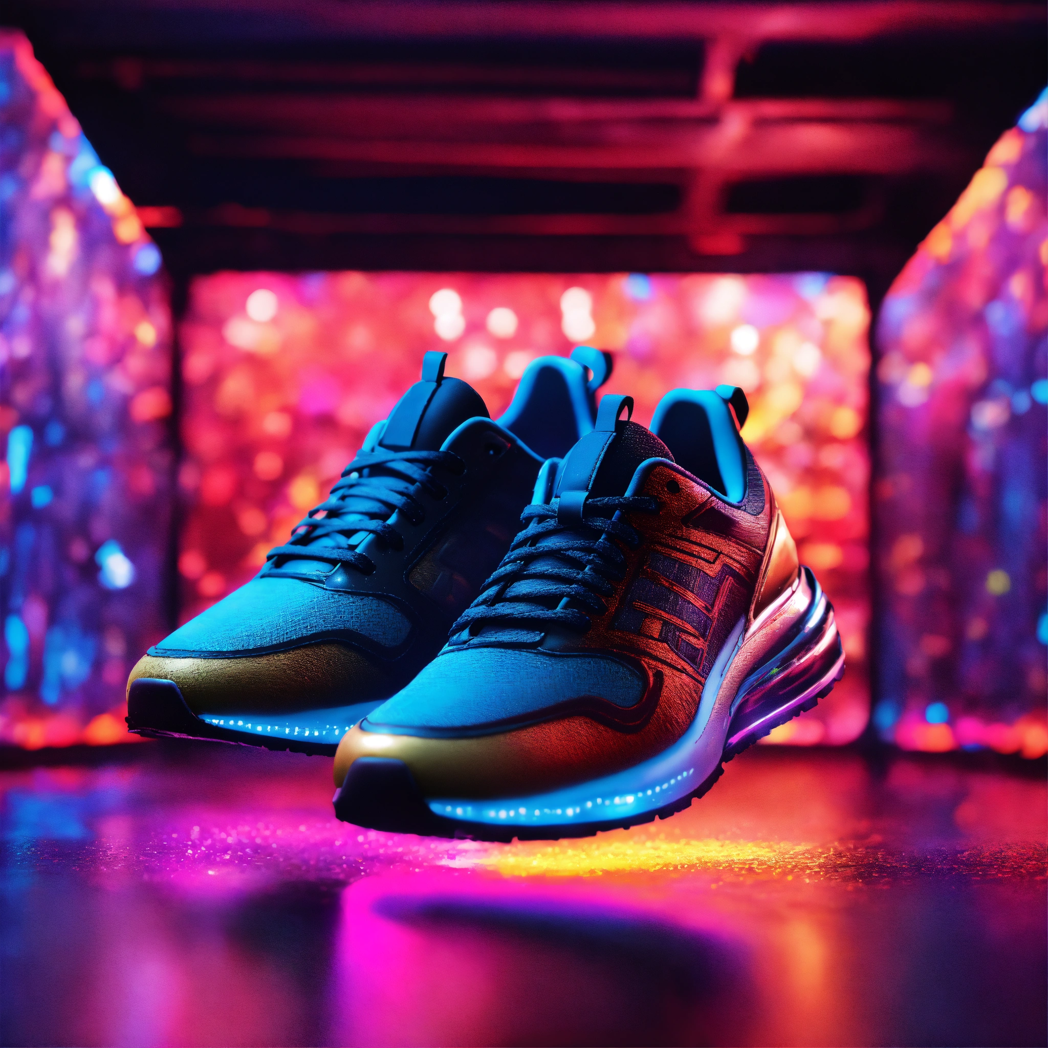 Lexica - Room of running sneakers, dark background, realistic ...