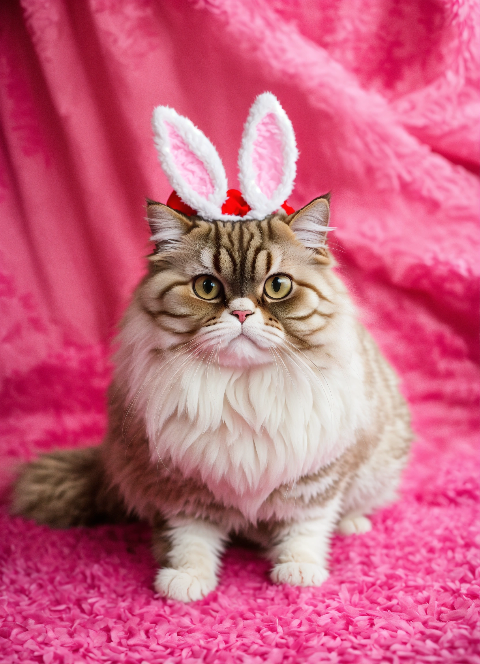 Lexica - Persian cats dressed up as the Easter Bunny.