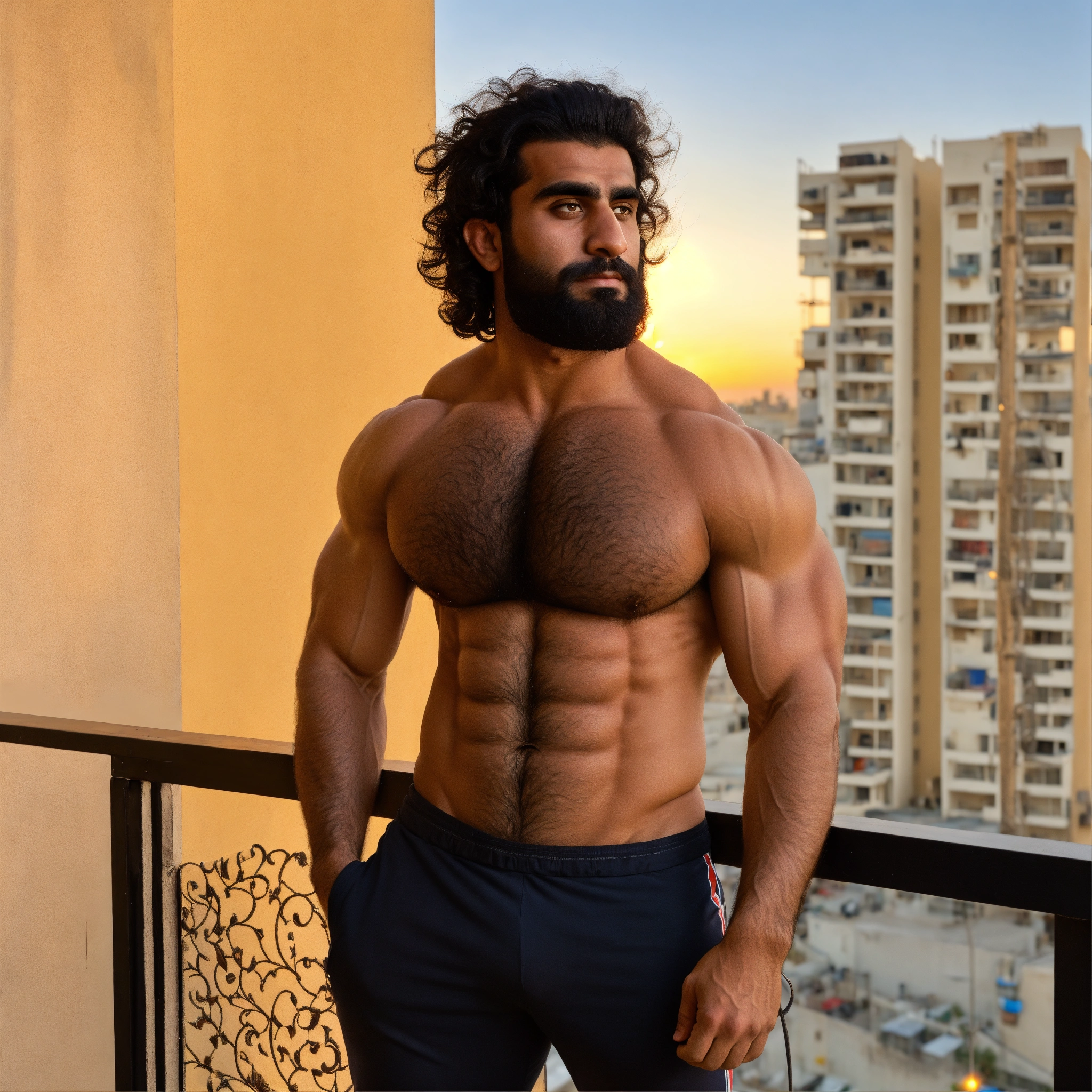 Lexica - 30-year-old hairy Iraqi man with big muscles, big bodybuilder ...