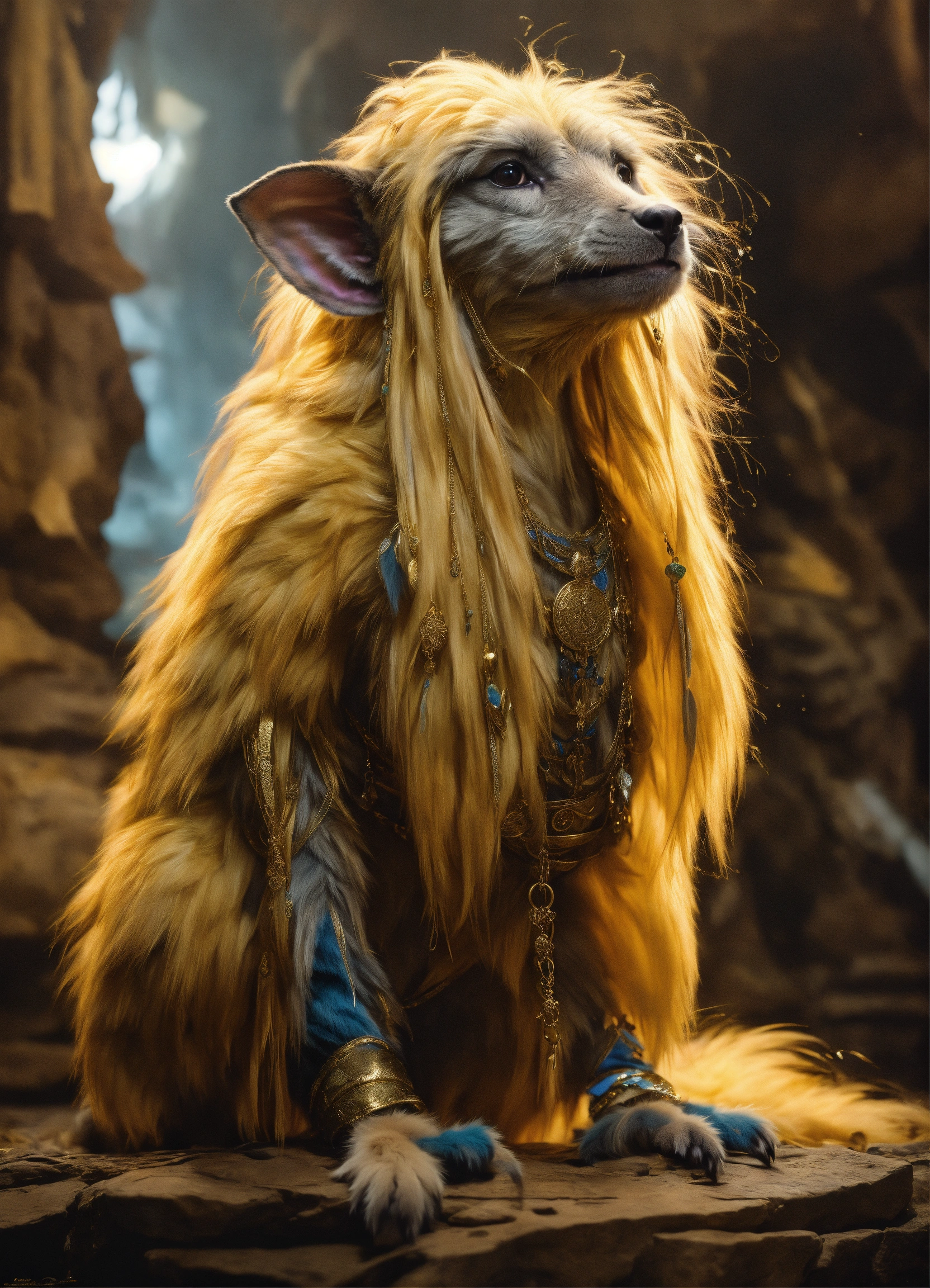 Lexica - A extra furry animal gold and clothes full body life size from ...