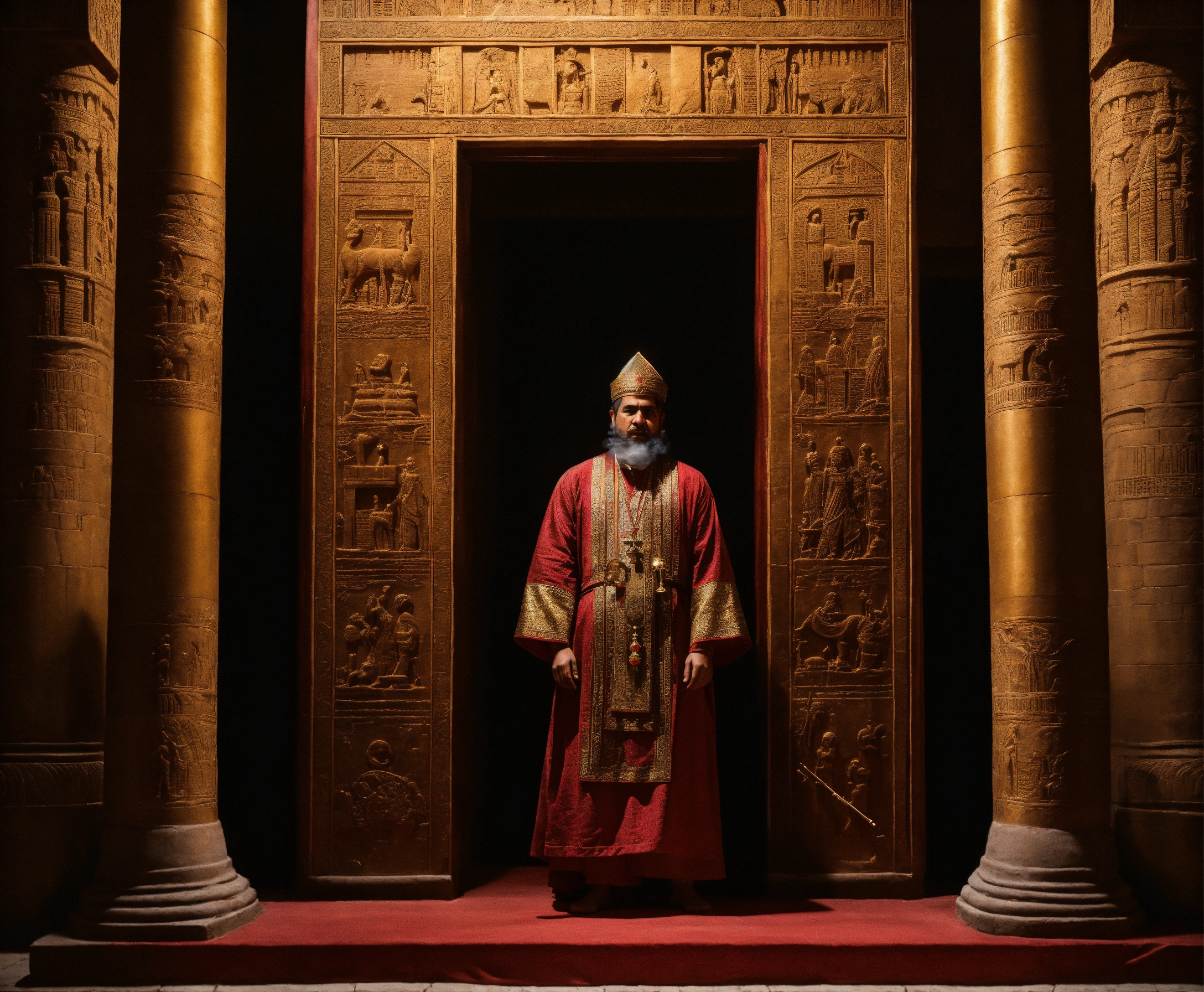 Lexica - Closeup view of the full body of an assyrian priest in a long ...