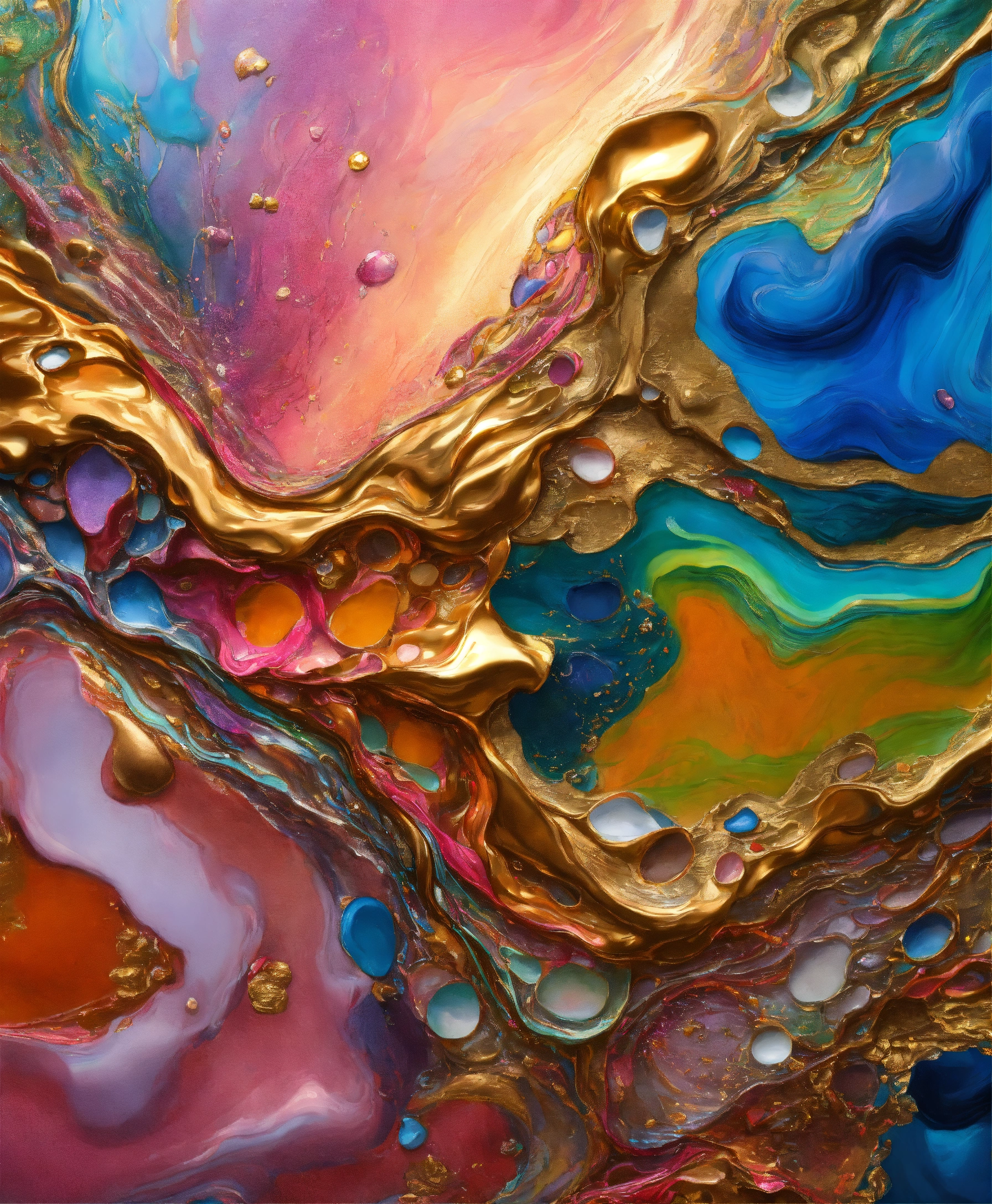 Lexica - Colorful abstract painting oil and water complex complicated ...