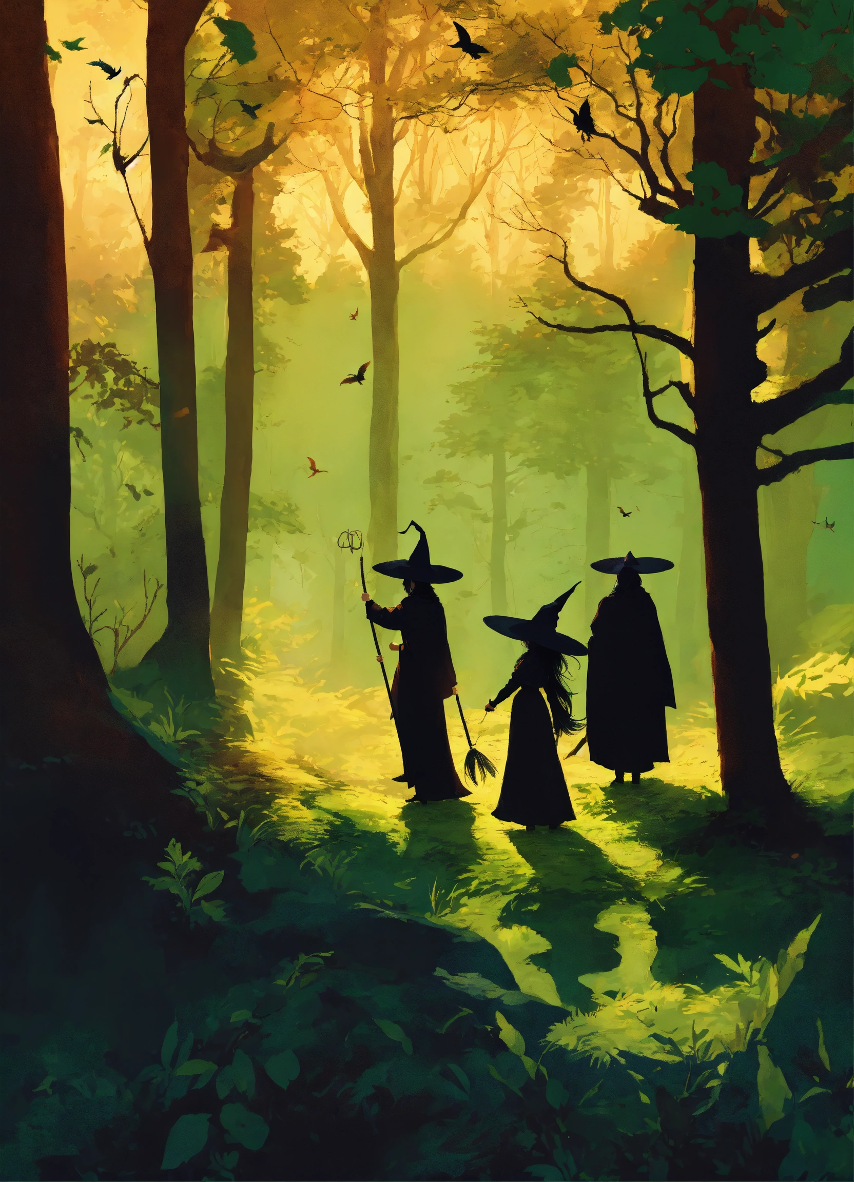 Lexica - Illustration of witches looking at strange shadows in the ...