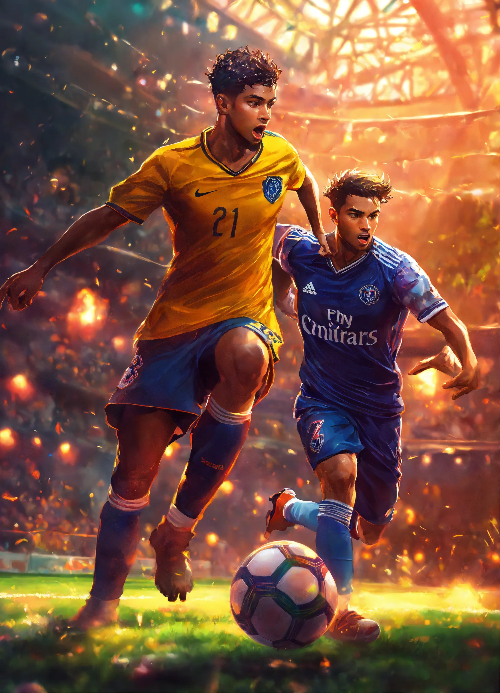 Lexica - Two soccer player playing soccer digital art, realistic ...