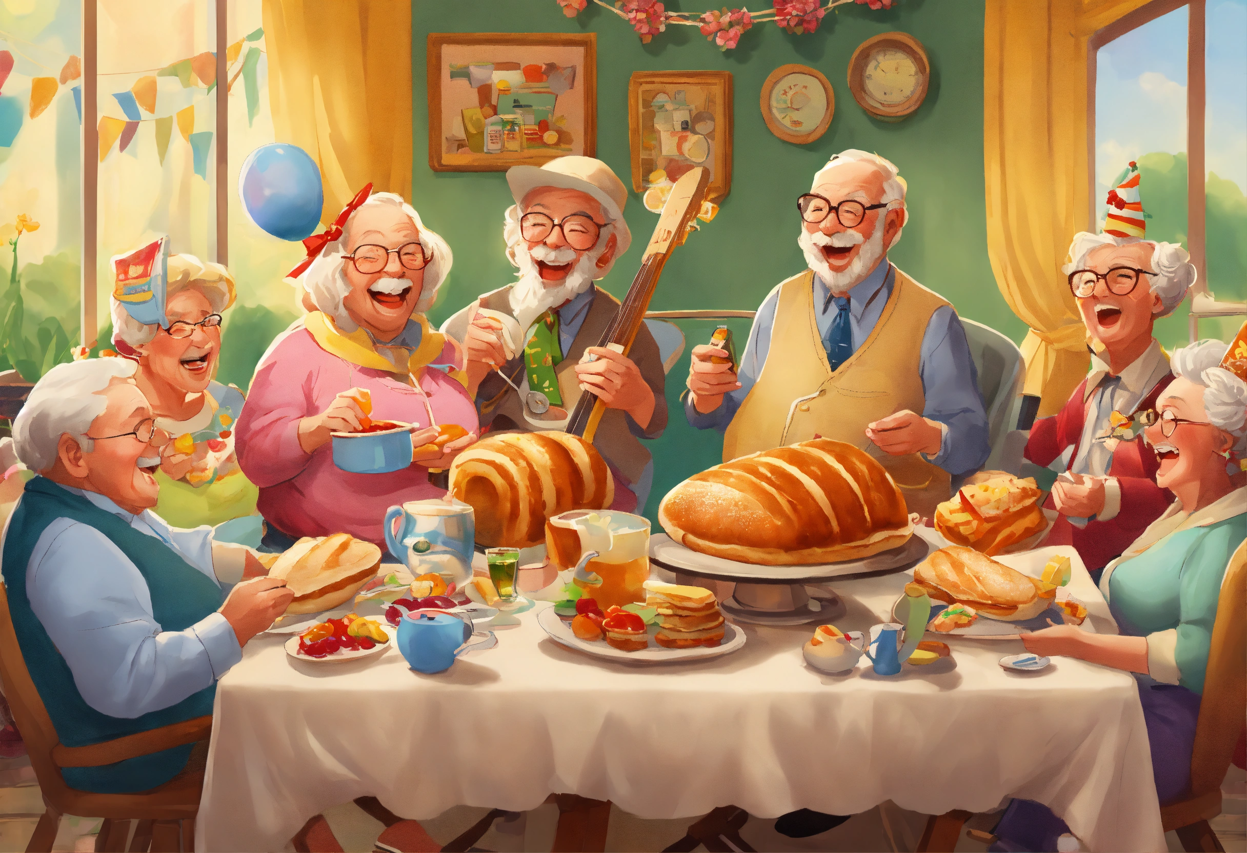 Lexica - Generate a bold, vivid, and whimsical image of a lively senior ...