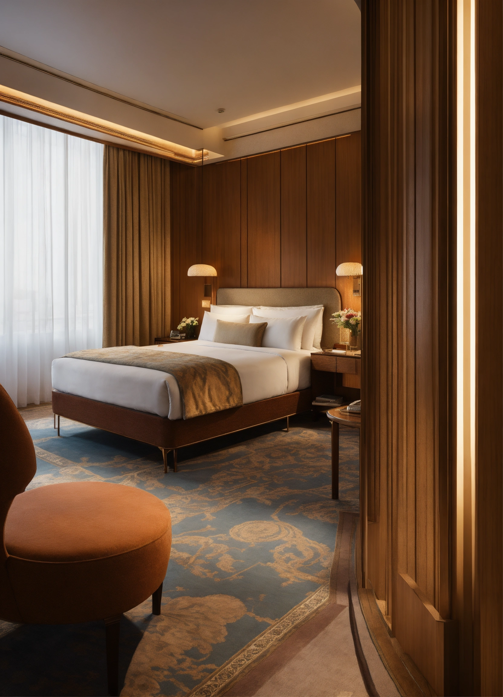 Lexica - A modernist and luxurious hotel room with certain detail that ...