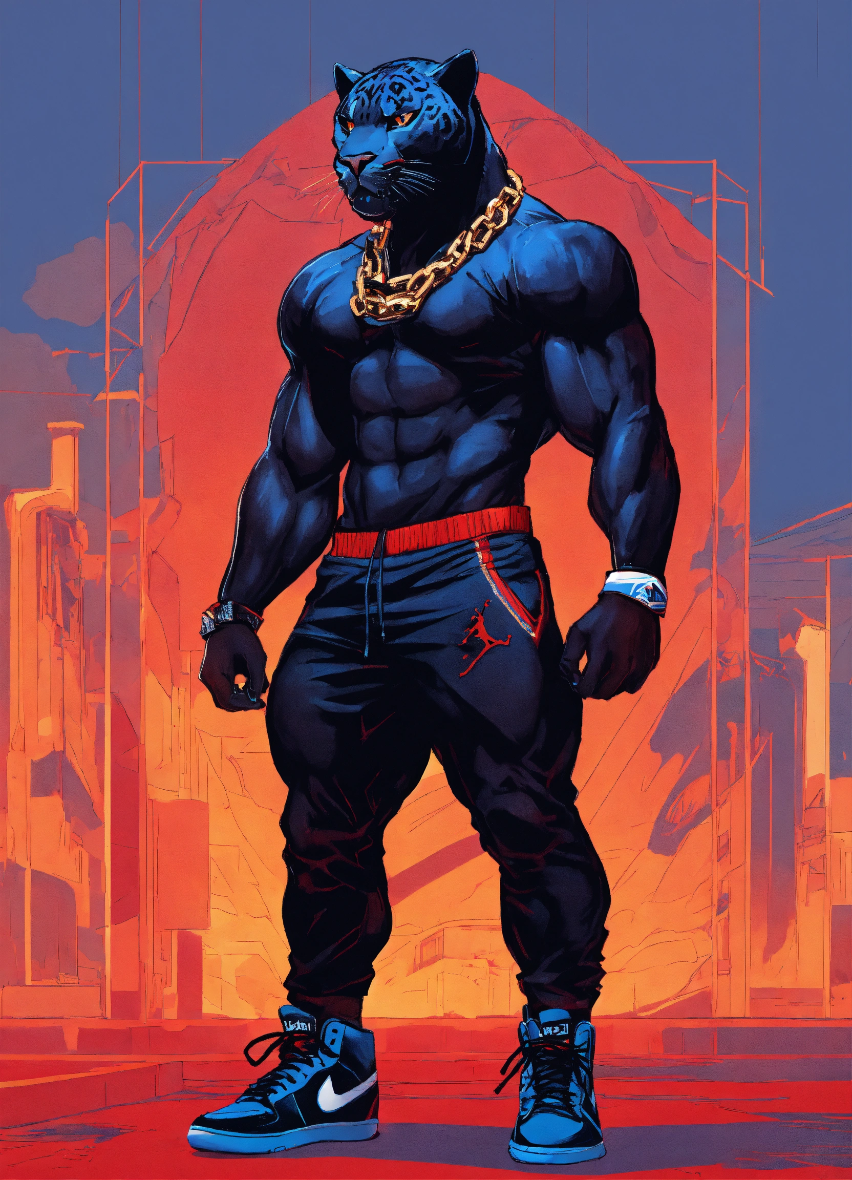 Lexica - An image of a full body panther mascot in the color black ...