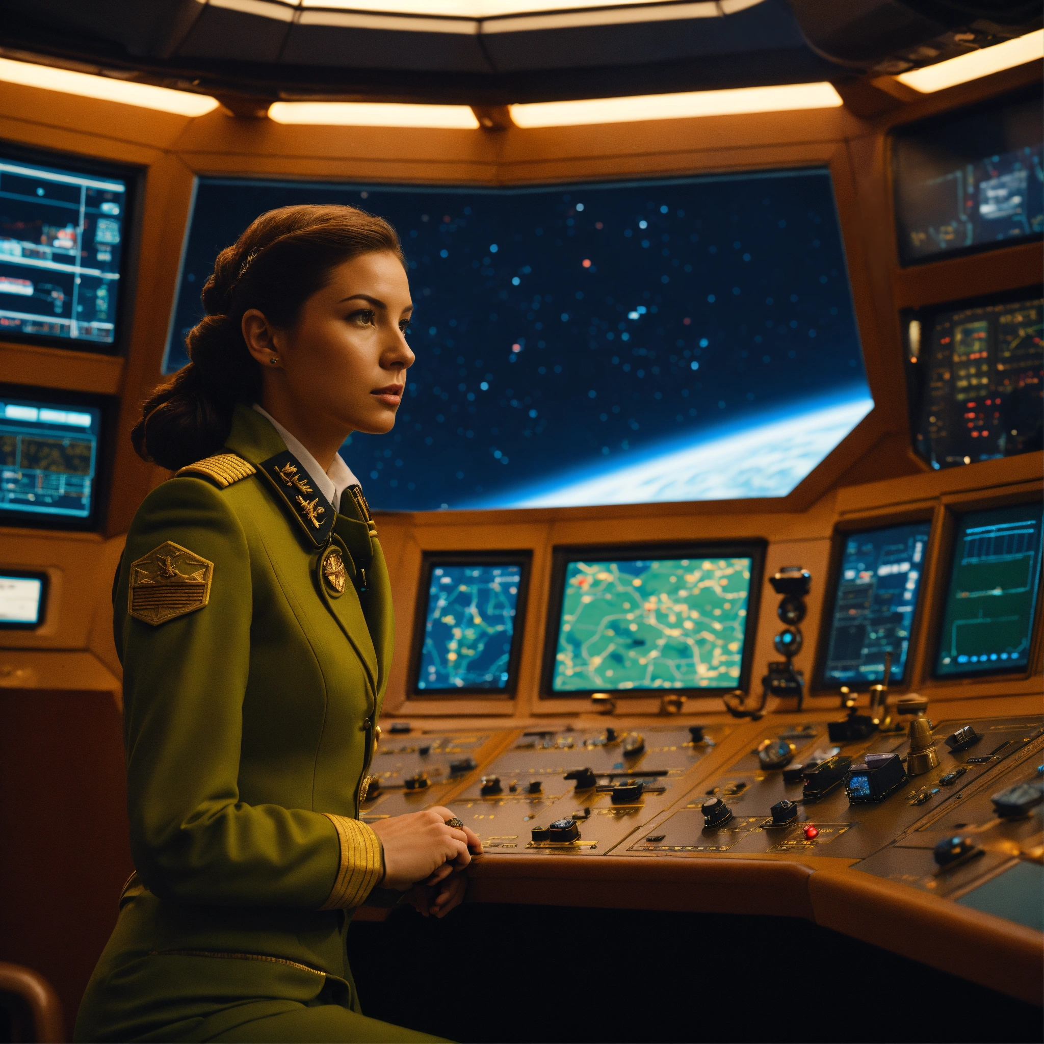 Lexica - A photoraph of a woman starship captain in command of starship ...