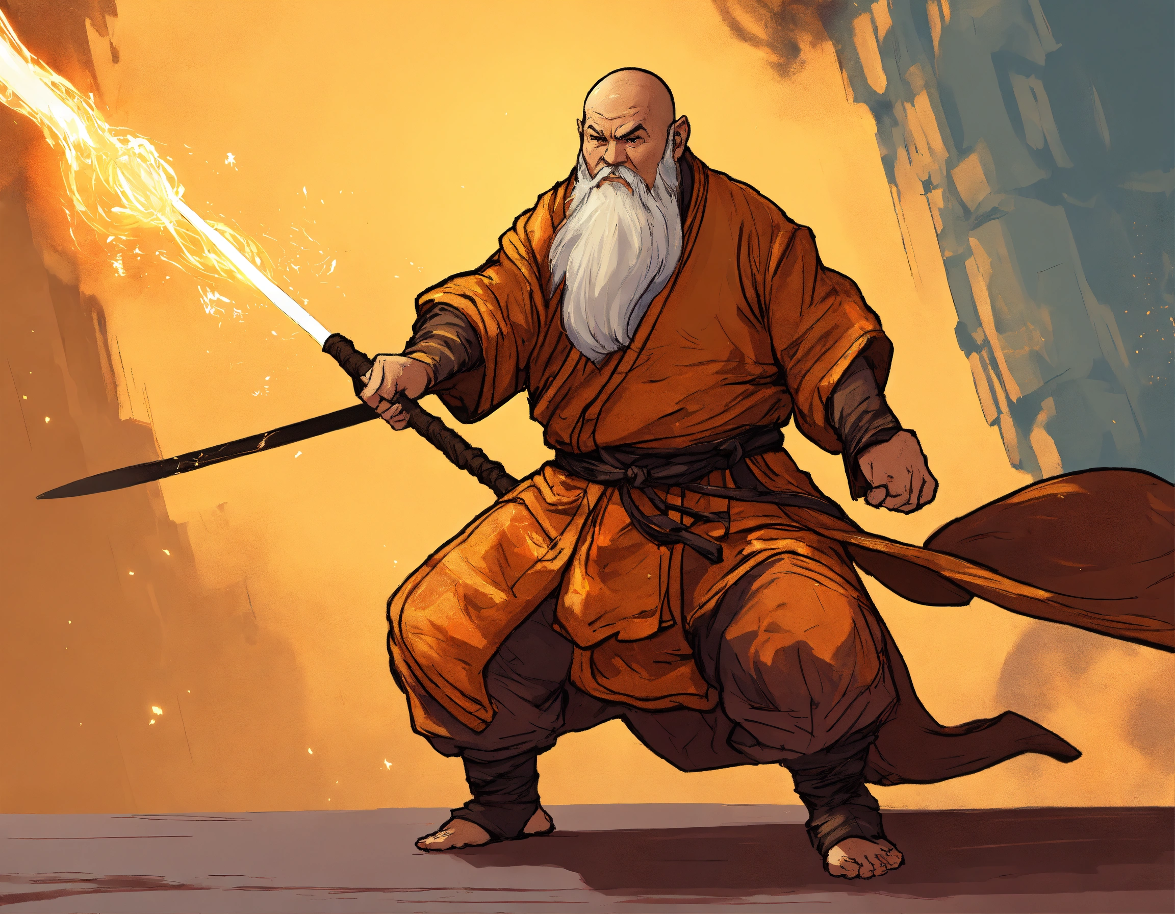 Lexica - A dwarven monk, shrouded in energy, wearing a shaolin robe ...