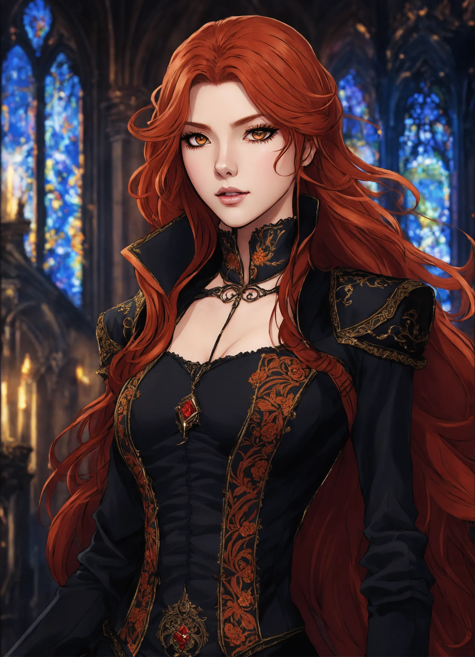 Lexica - Beautiful redhead woman in the style of anime castlevania ...