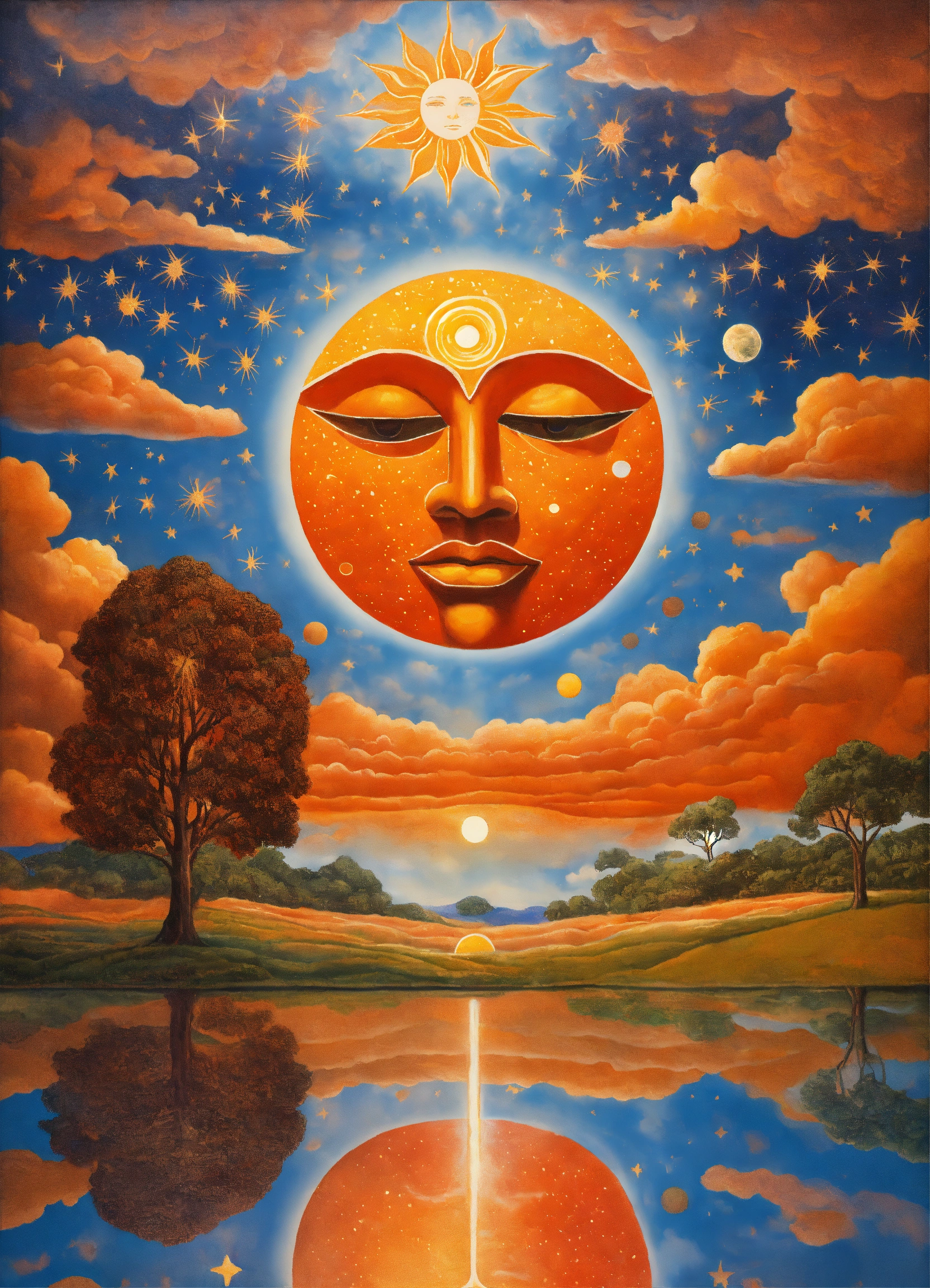 Lexica - God connecting with human , sun and moon background ...