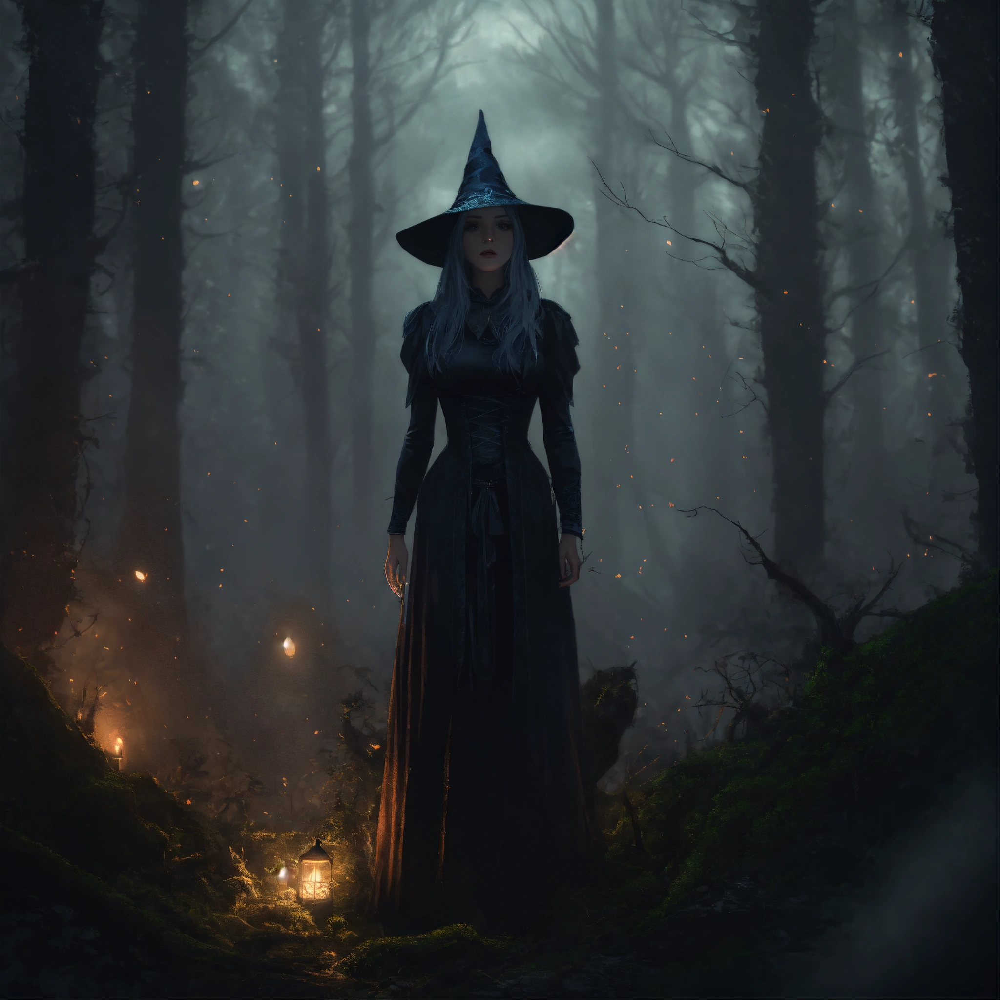 Lexica - A beautiful but terrifying witch standing in the middle of a ...