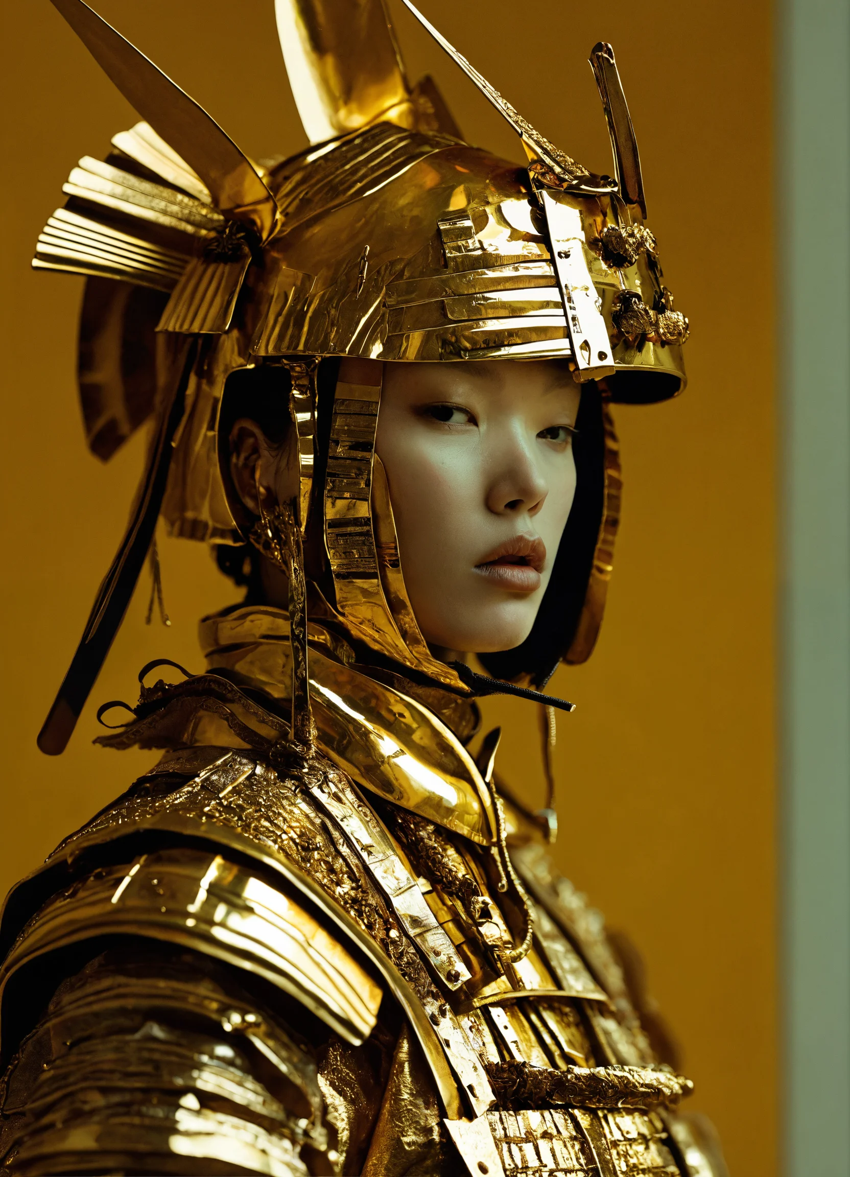 Lexica - Kim korte wears a golden samurai uniform in editorial ksc, in ...
