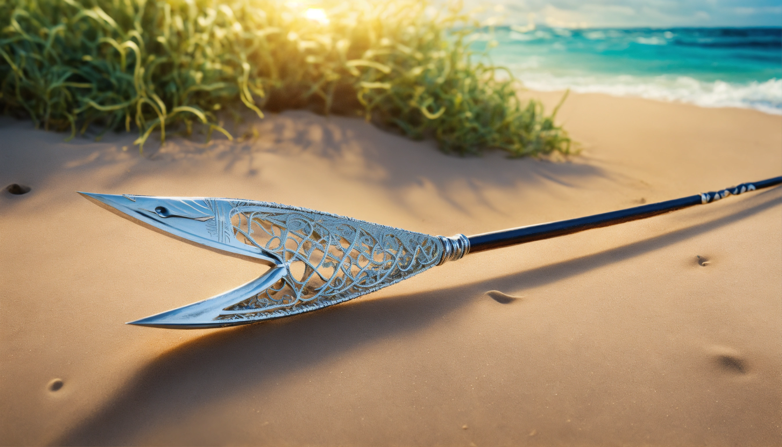 Lexica - 8k, picture of a narrow and delicate toothed fishing spear ...