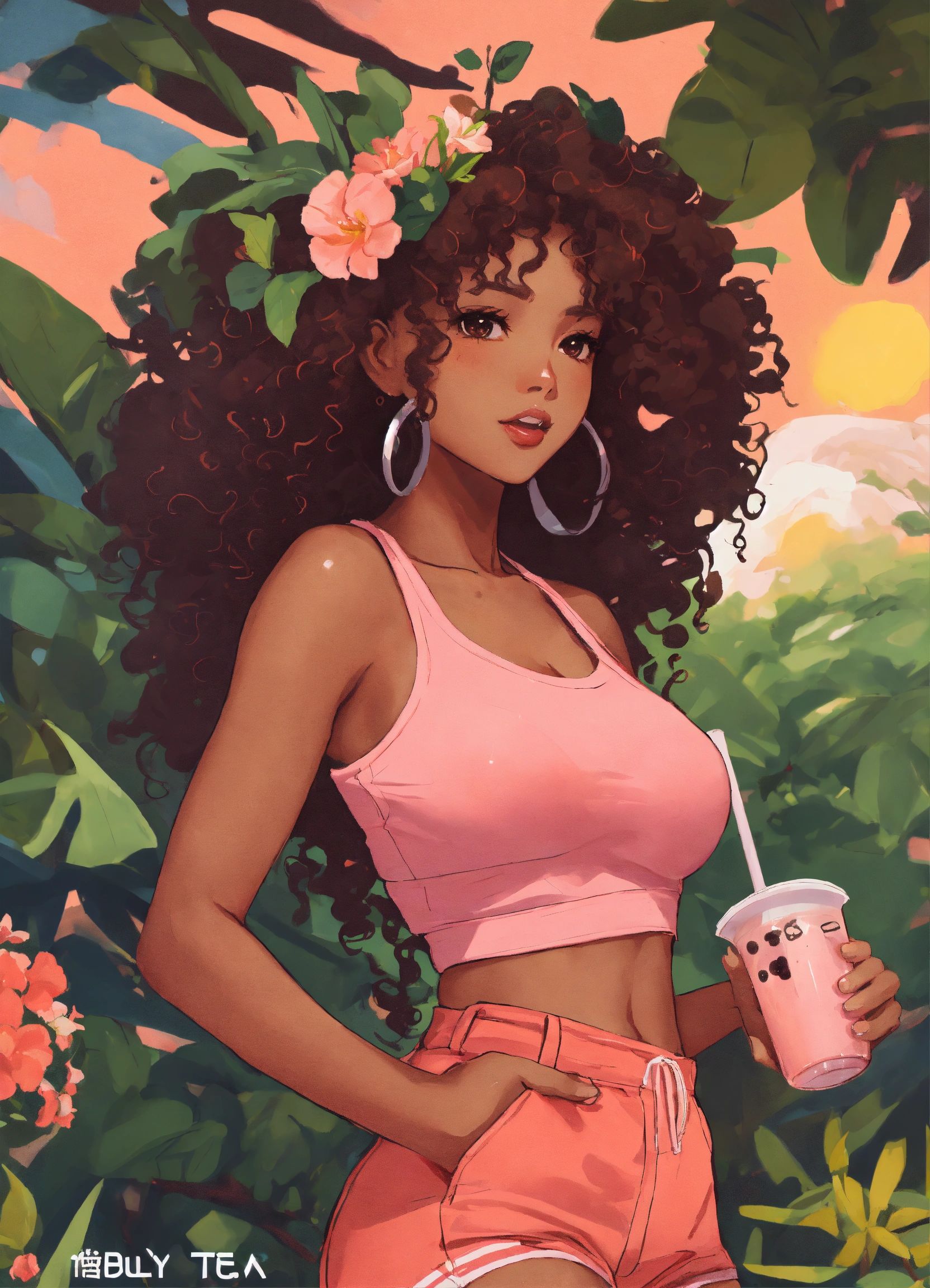 Lexica - BEAUTY boba tea, feminine, sporty, gym exercise, CORAL PINK ...