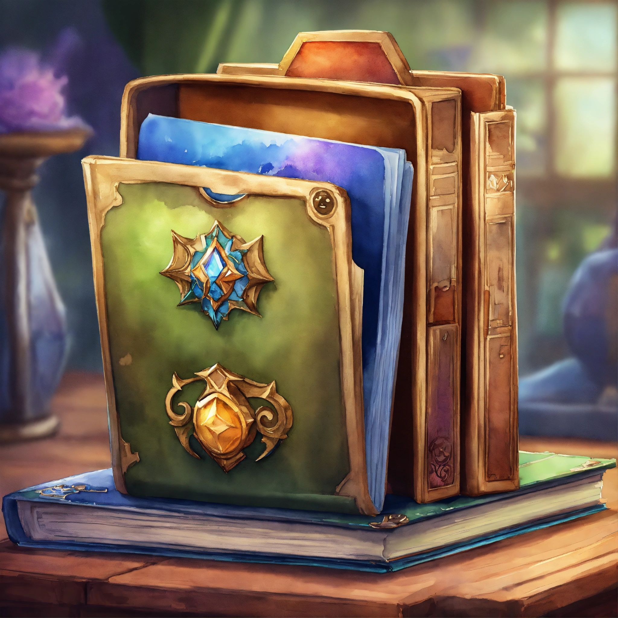 Lexica - Folder with documents, game icon, fantasy style, digital ...