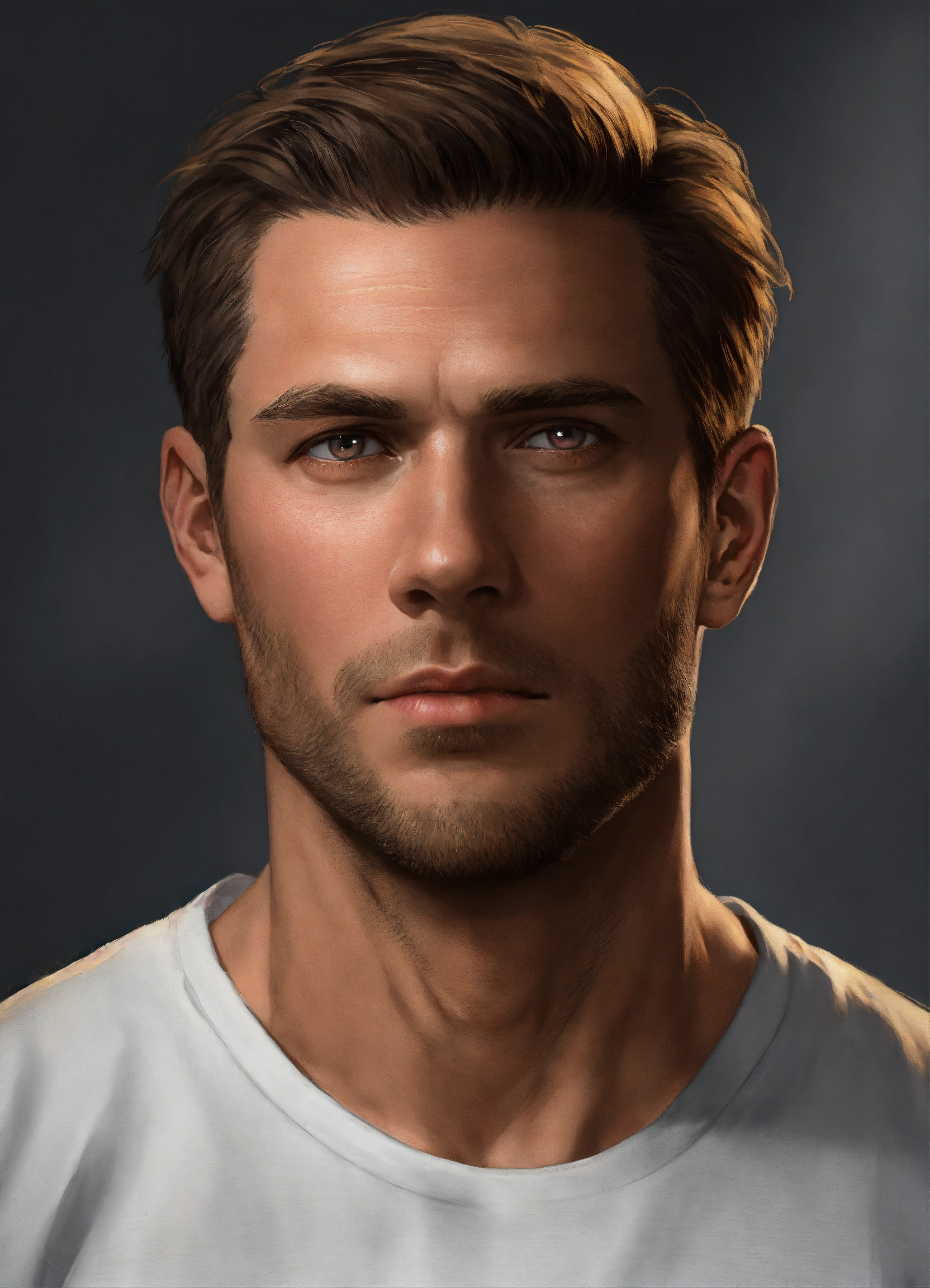 Lexica - Realistic man, waist-up, tall, broad-shouldered, 35 years ...