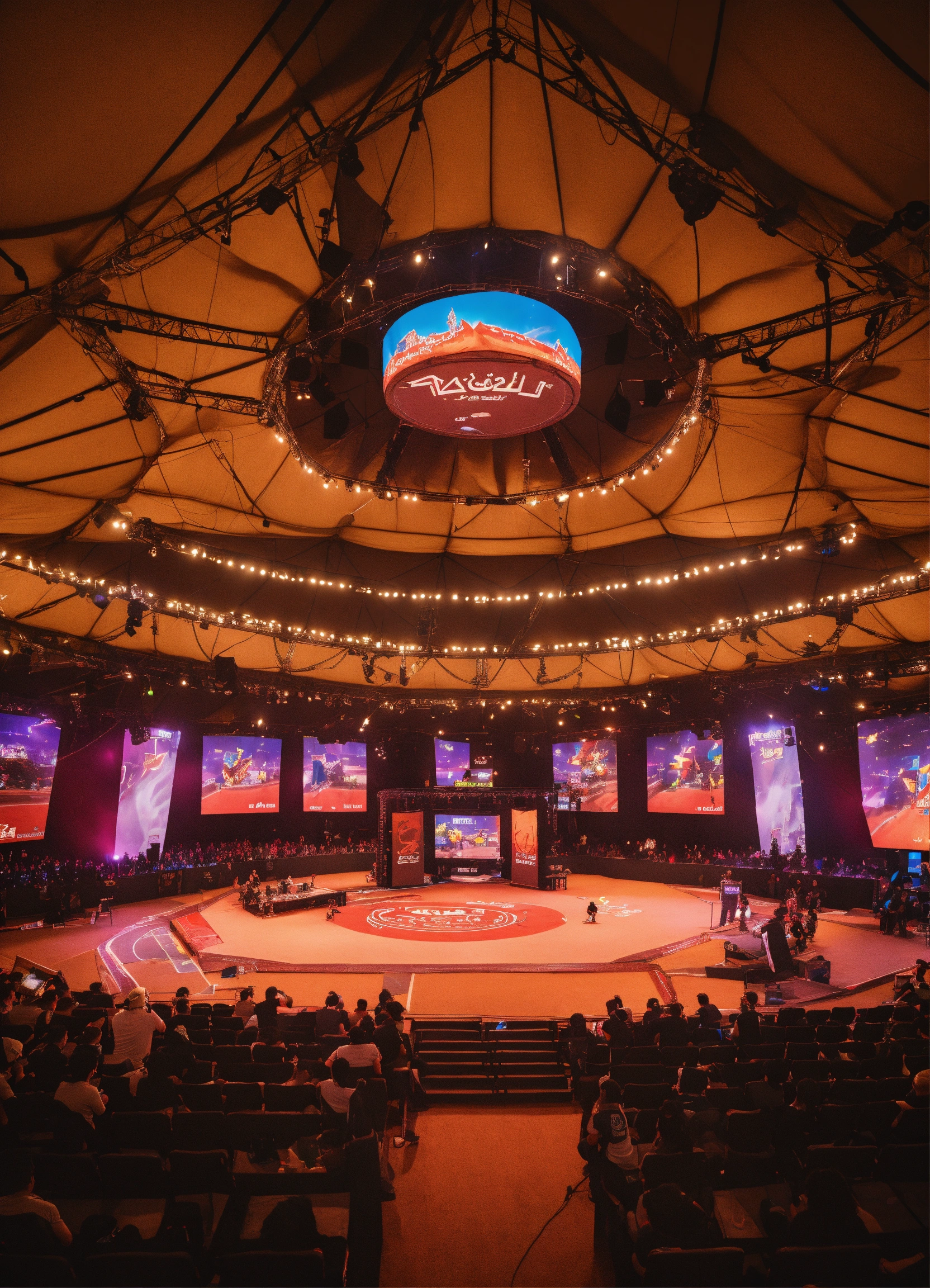 Lexica - Generate an image of a small esports venue's indoor desert ...