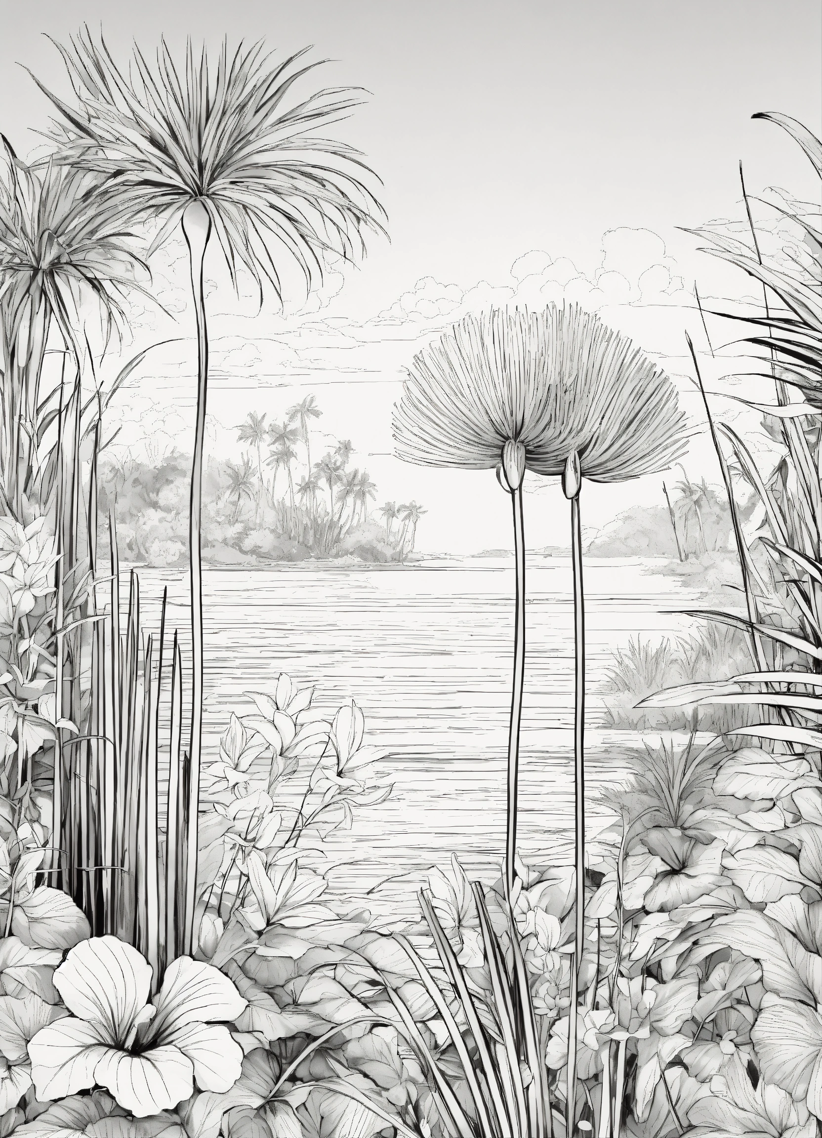 Lexica - Intricate detailed vector illustration of tropical flowers and ...