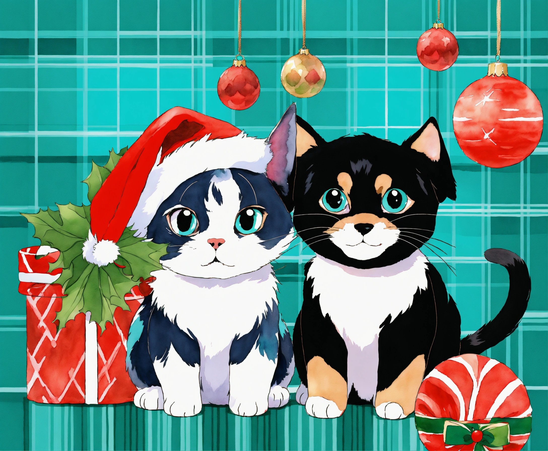 Lexica - Ghibli Moe anime mashup cat and a Rottweiler puppy peaking out ...