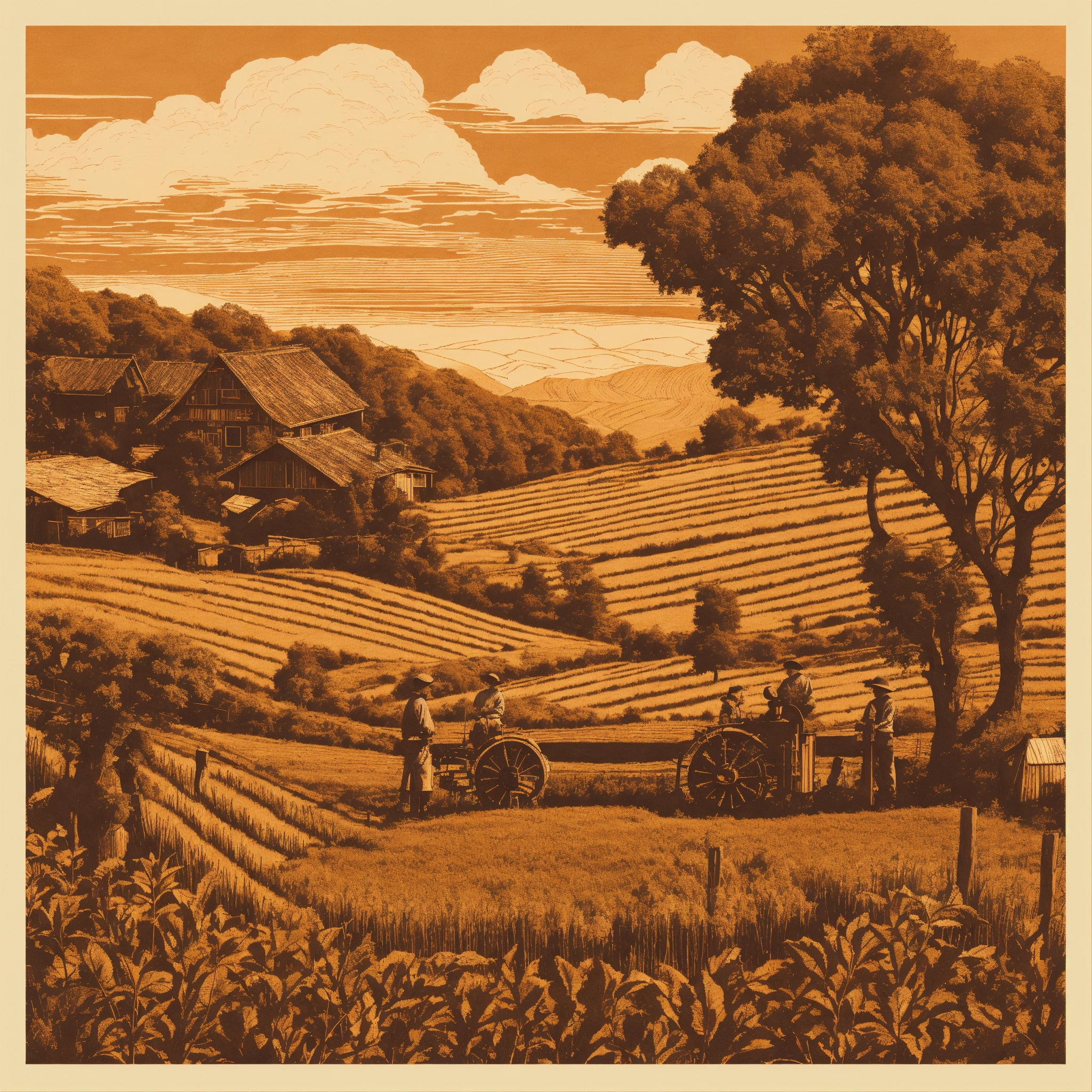 Lexica - In wood block etching style, in 3 colors The beauty and ...