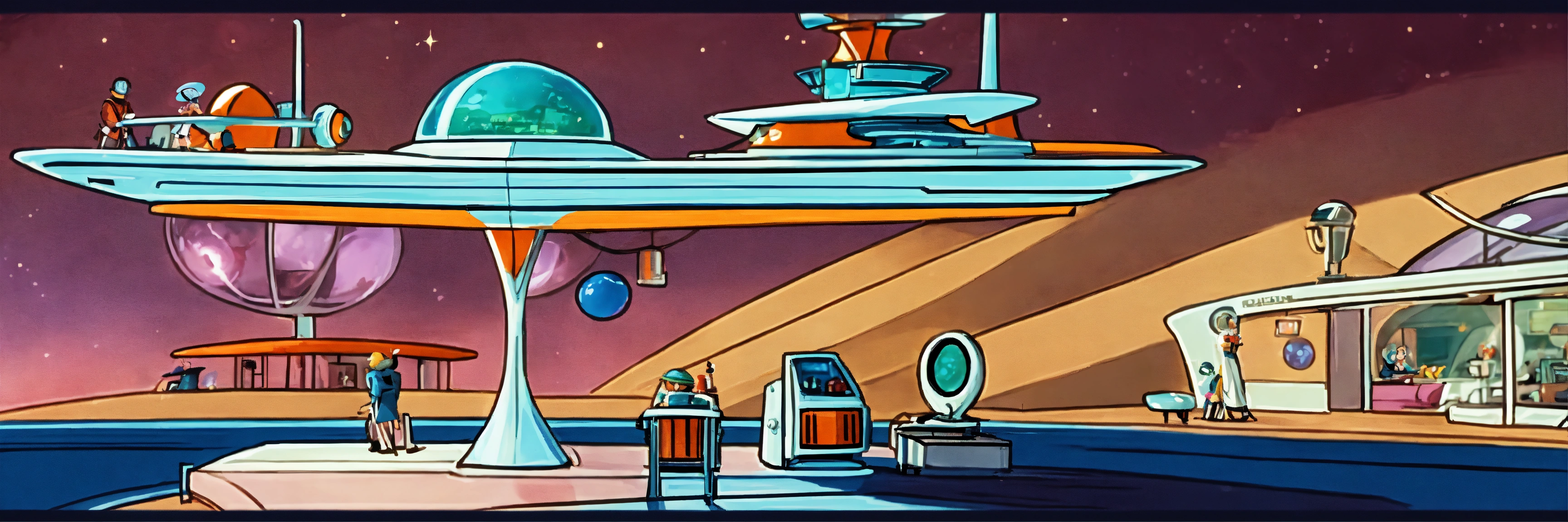 Lexica - Cartoon retrofuturistic moonbase. The Jetsons.