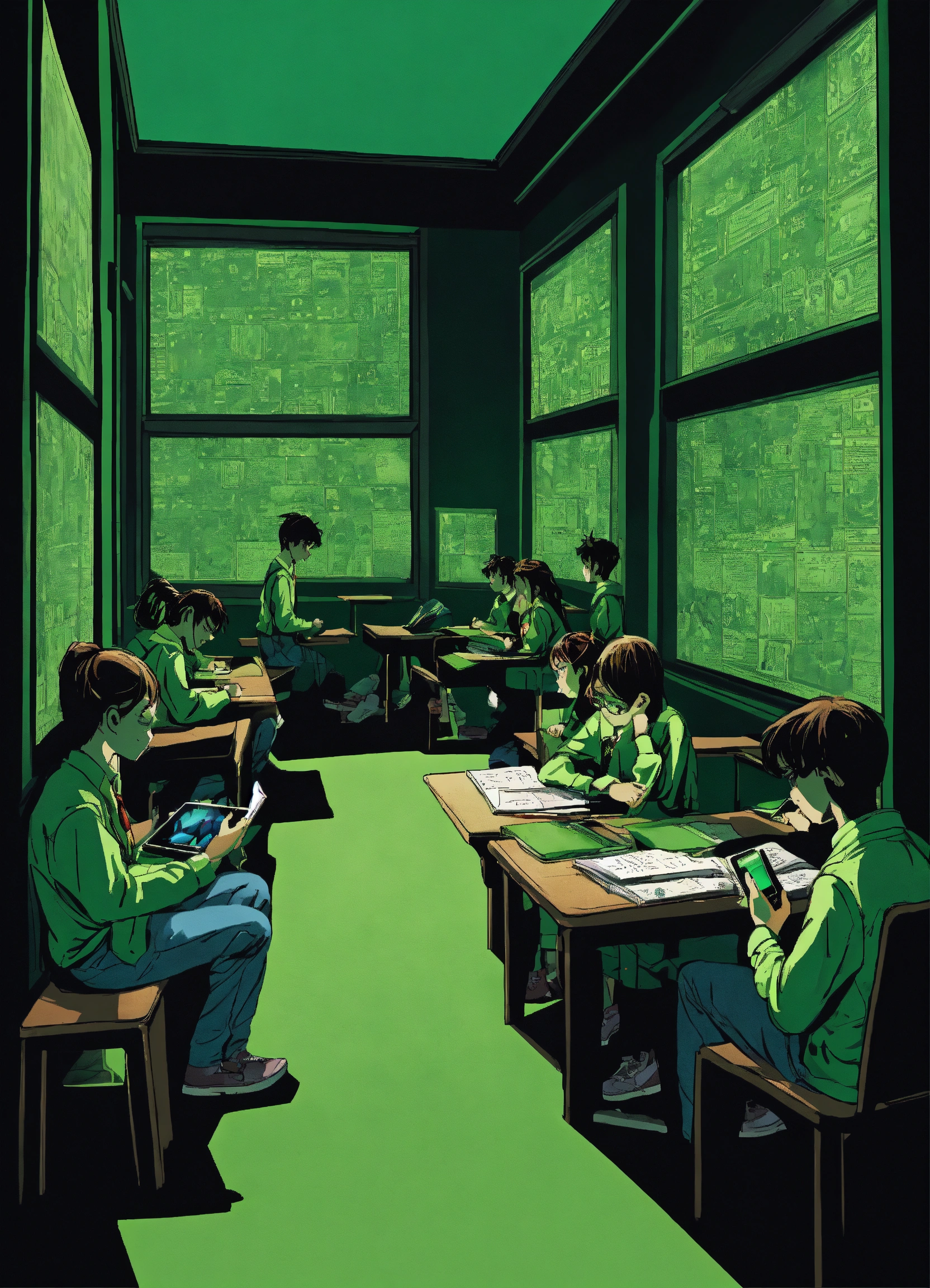 Lexica - Design a comic cartoon poster depicting a classroom where all ...