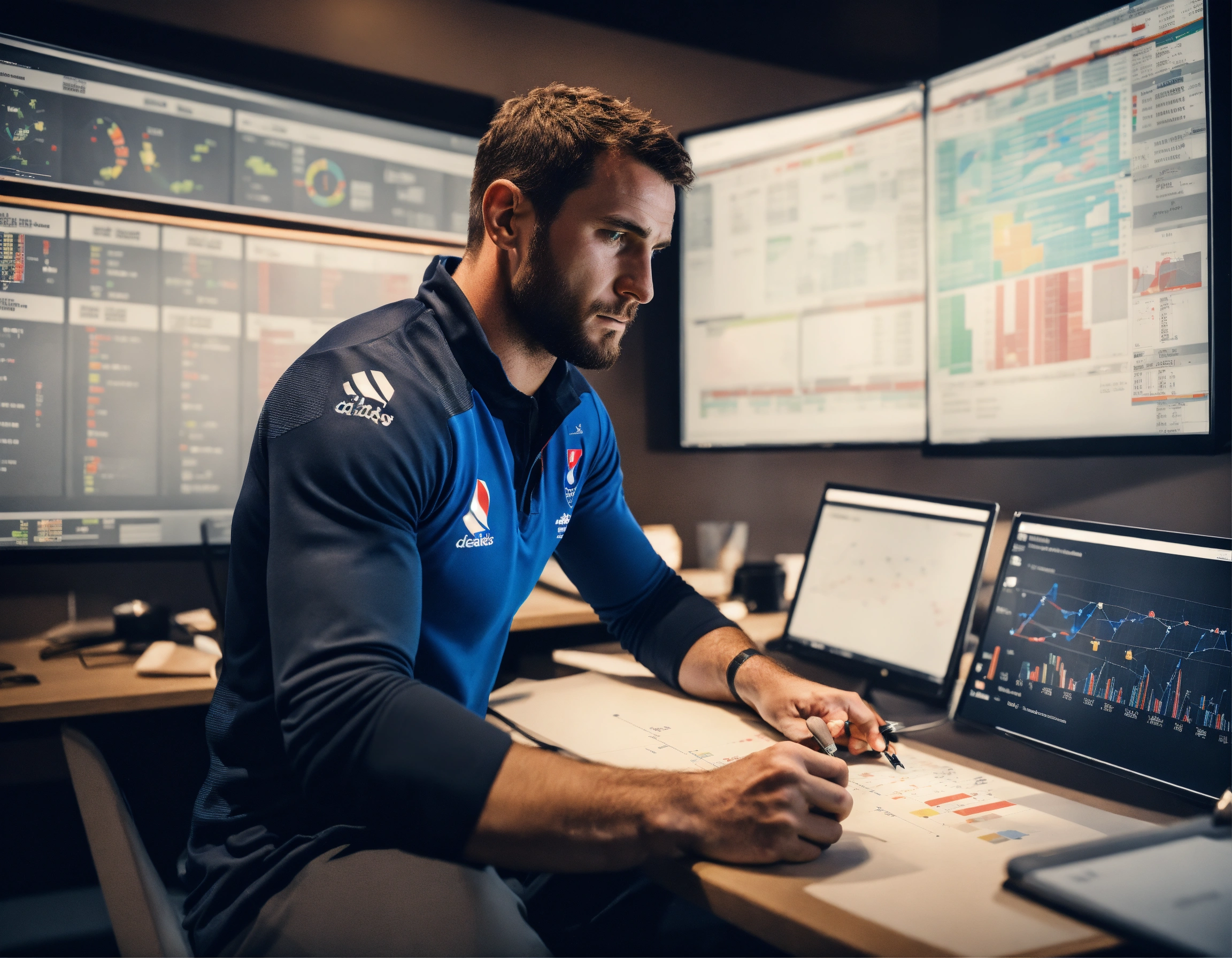Lexica - Portrait of a french rugby player analyzing statistics from ...