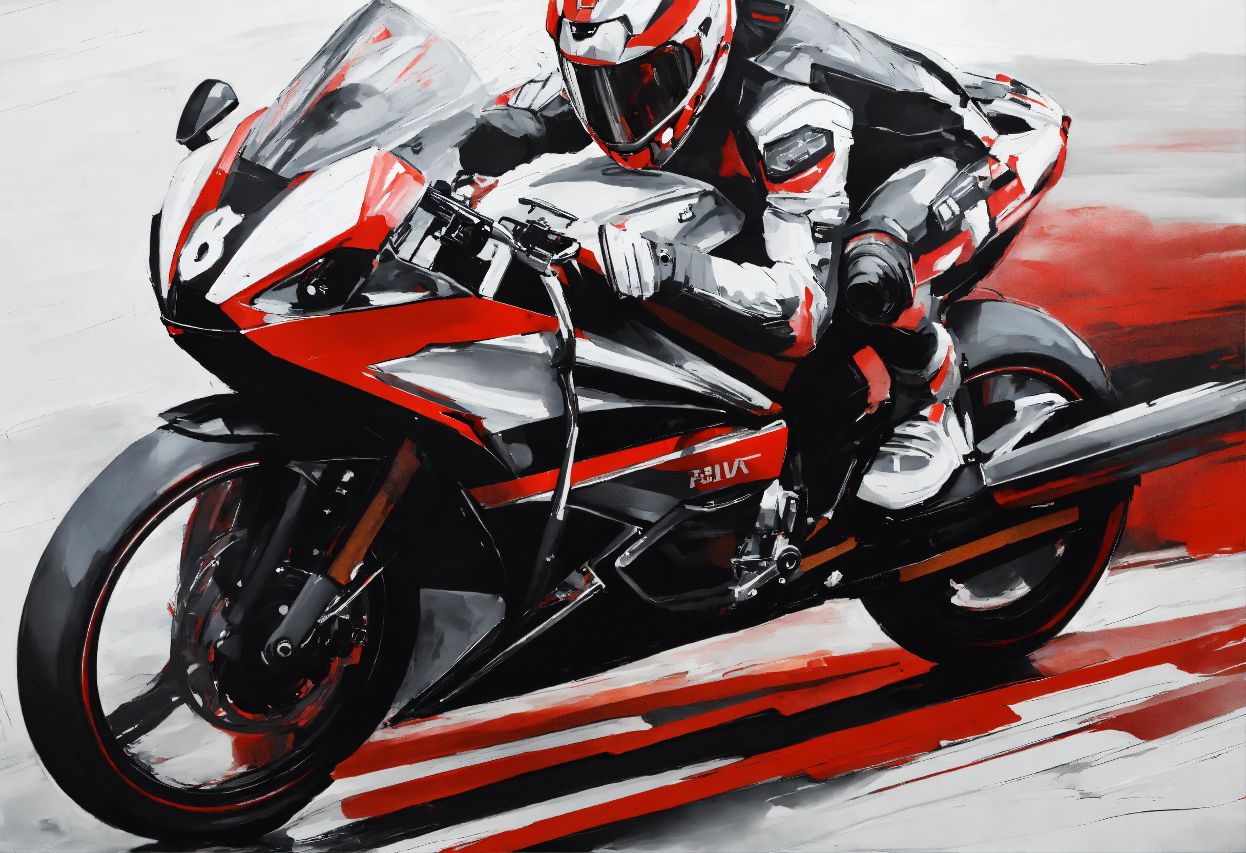 Lexica - Bike, abstract brushstrokes, Monochrome with red accents ...