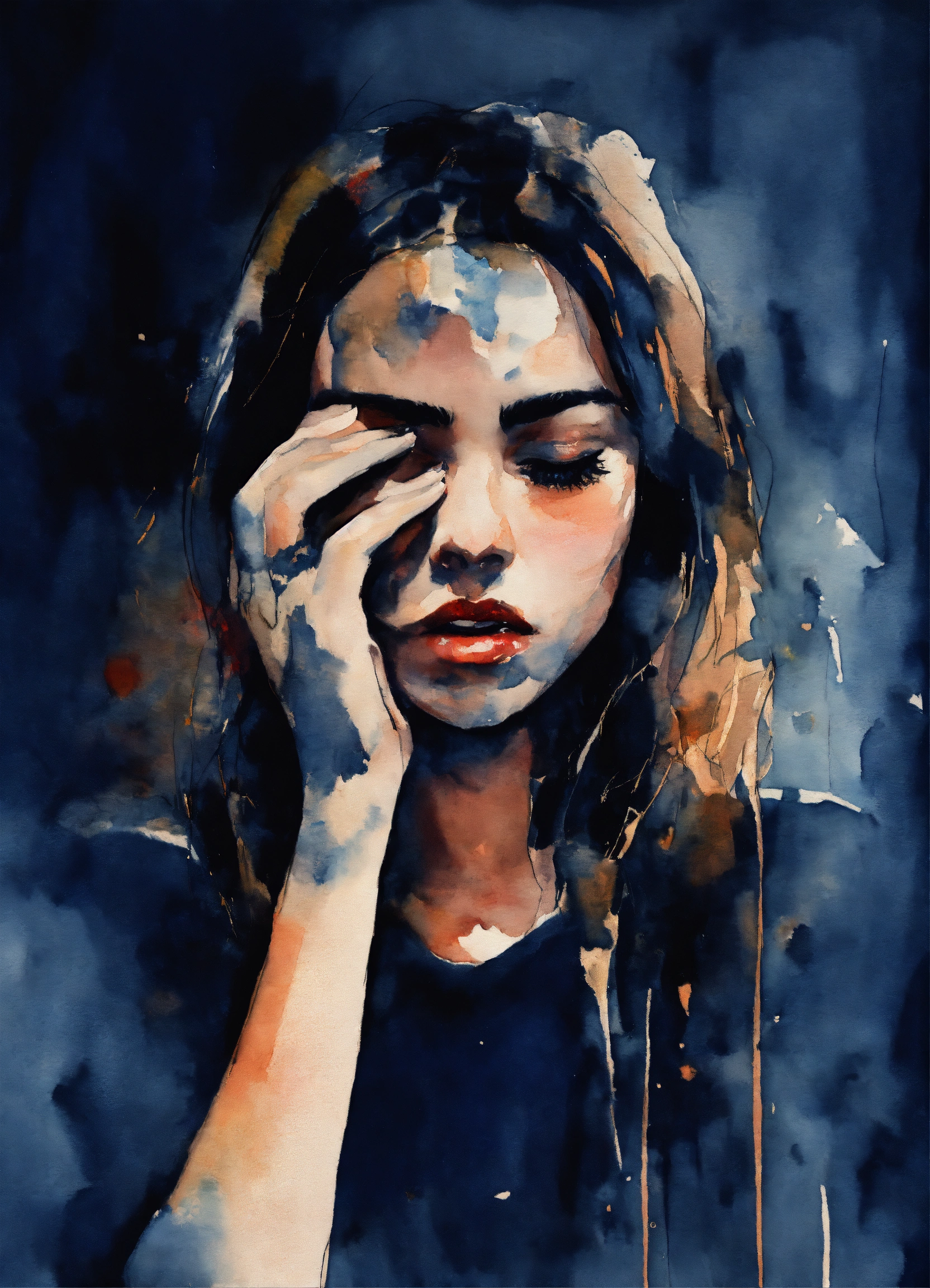 Lexica - Young woman iphone in her mouth and hands over his eyes super ...