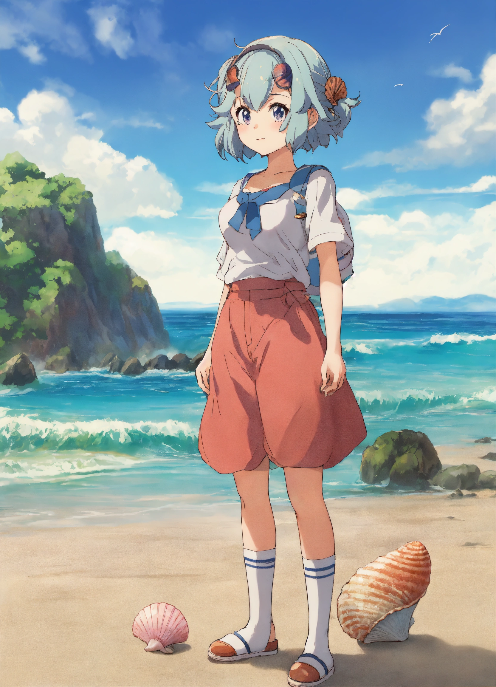 Lexica - 2020s anime heroine with seashell hair, full body pose ...
