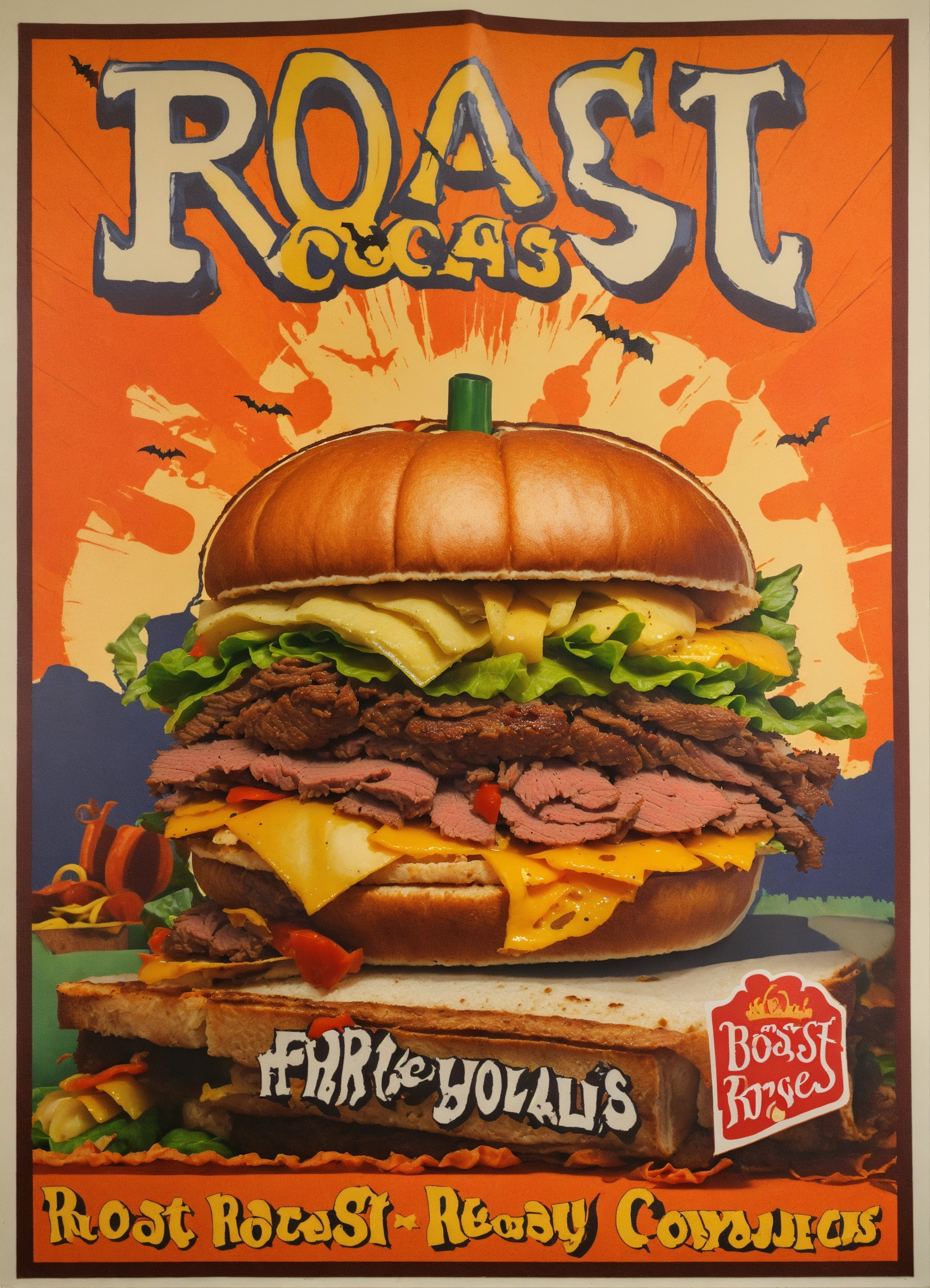 Lexica - A halloween poster and logo advertisement for a fast food ...
