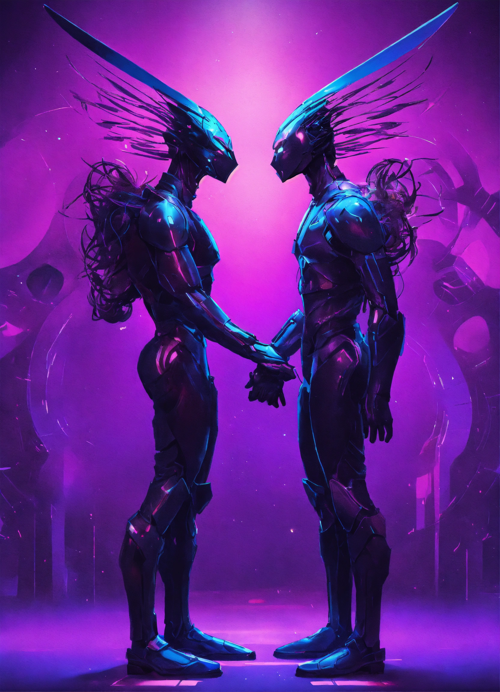 Lexica - Illustration of two cyber creatures looking at each other with ...