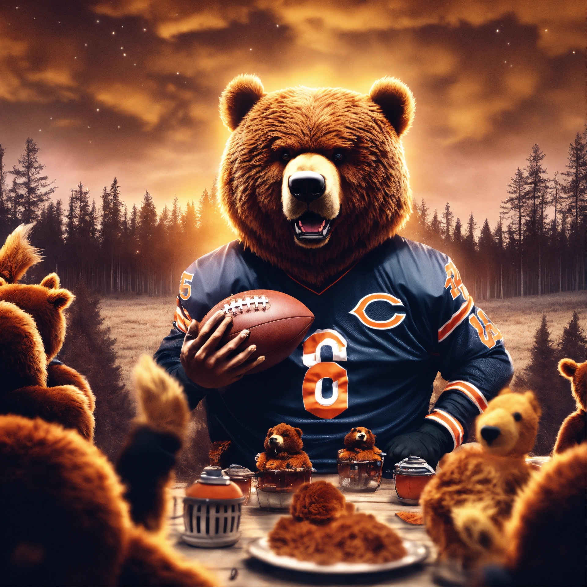 Lexica - Chicago bears evil american football mascot in forests with ...