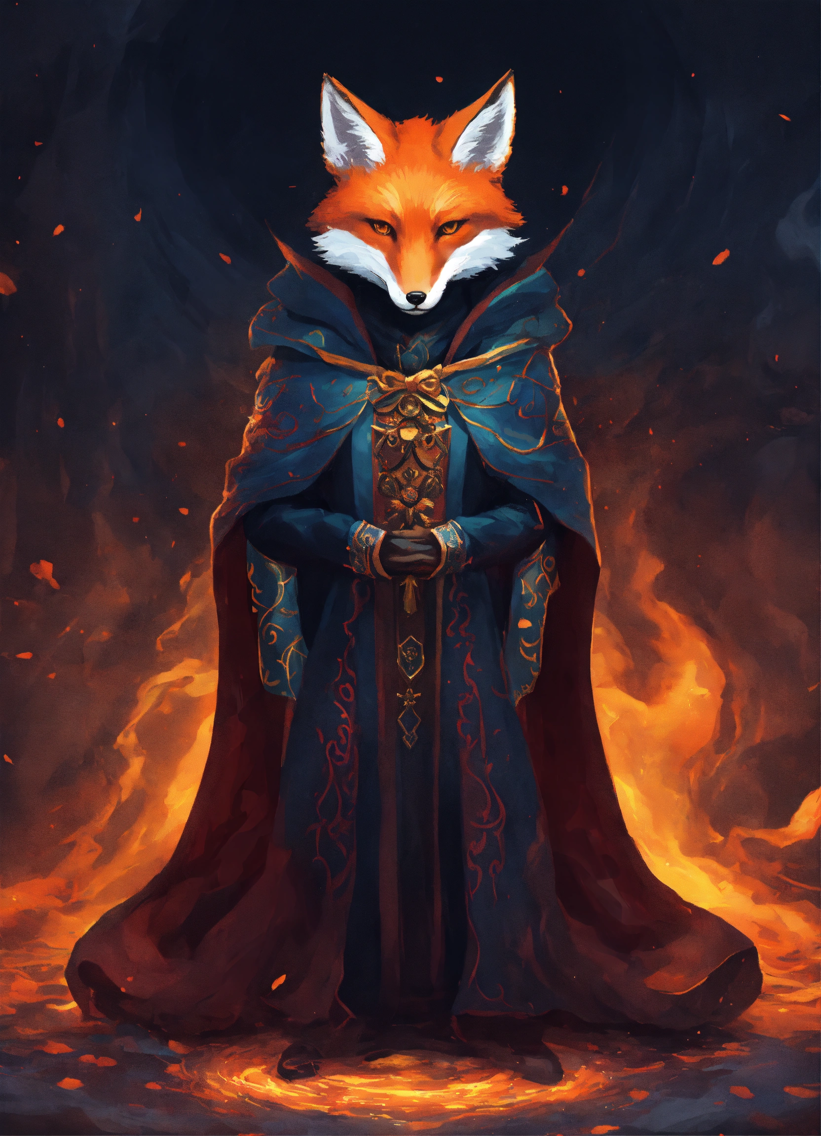 Lexica - A fox God of Trickery emanating tricks, shrouded with floating ...
